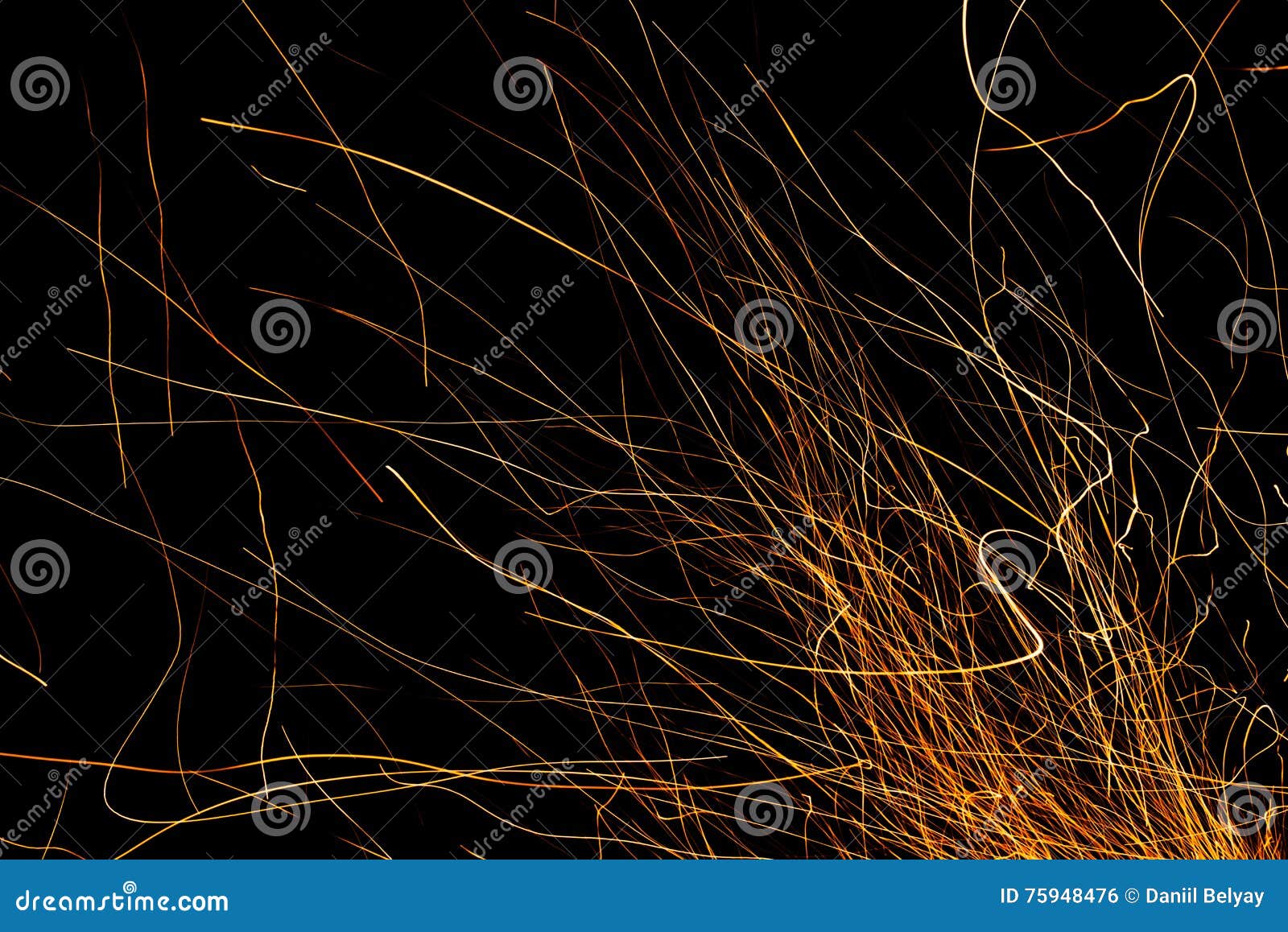 Dancing Flames and Sparks Isolated on Black Stock Photo - Image of heat ...