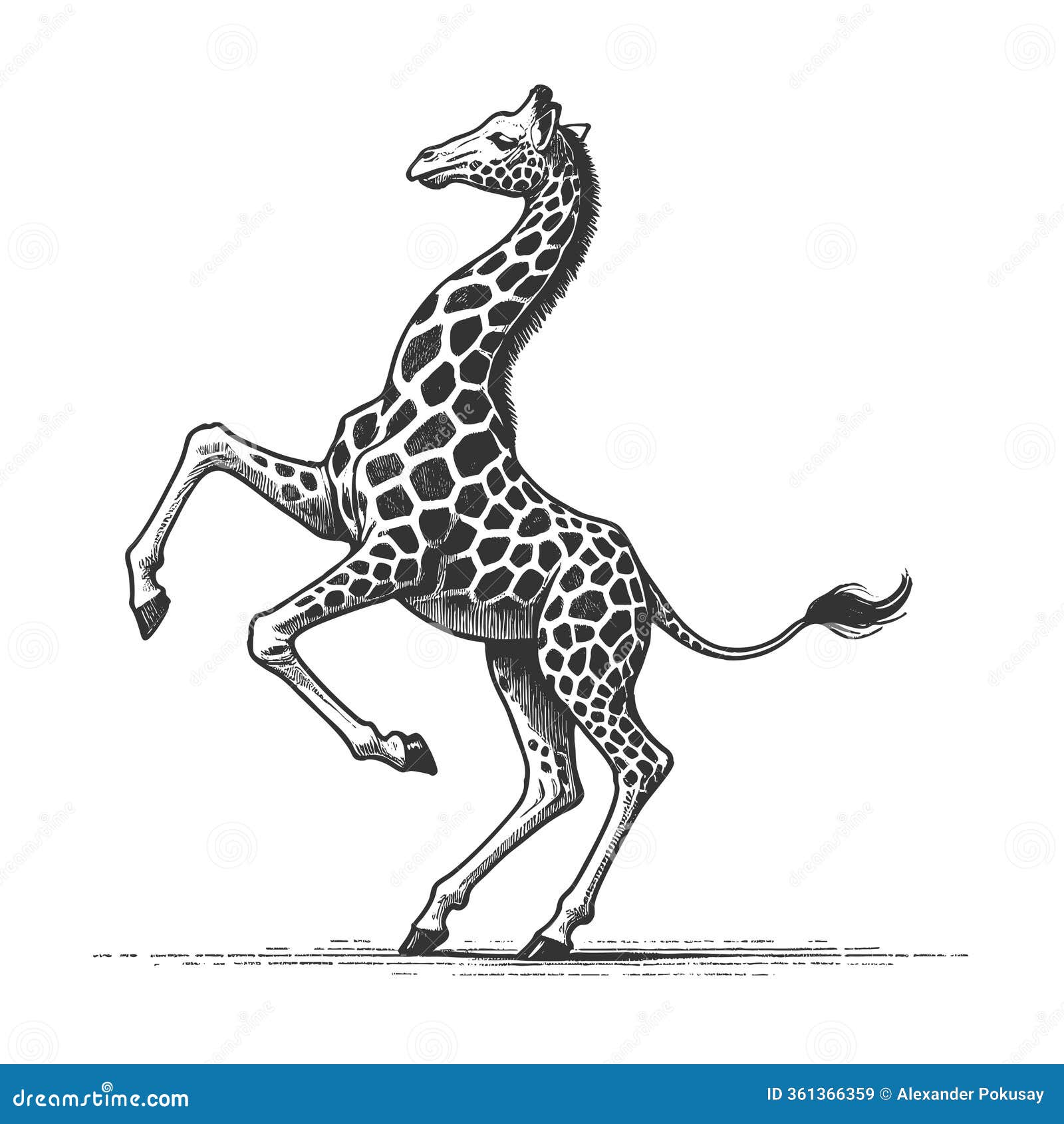 Dancing Giraffe Engraving Vector Stock Illustration - Illustration of ...