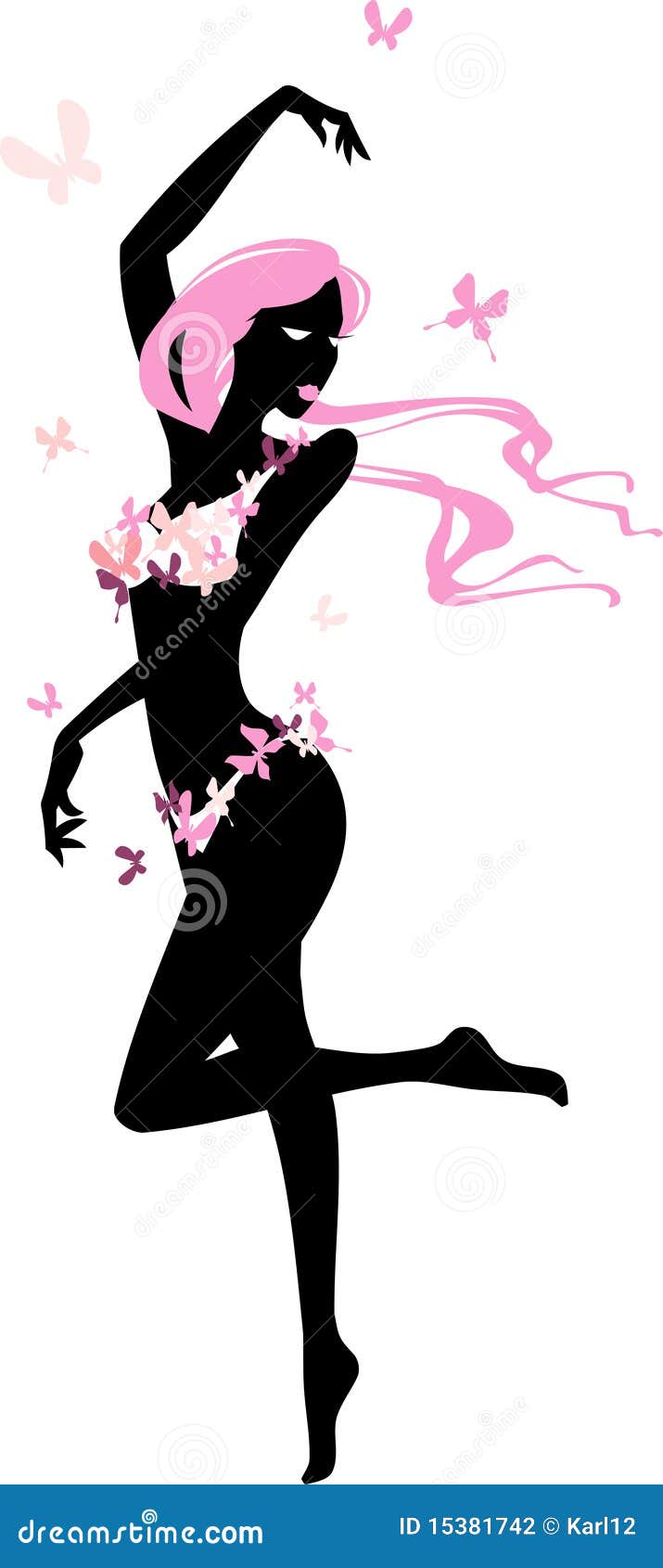 Dancing girl stock vector. Illustration of pink, dancing - 15381742