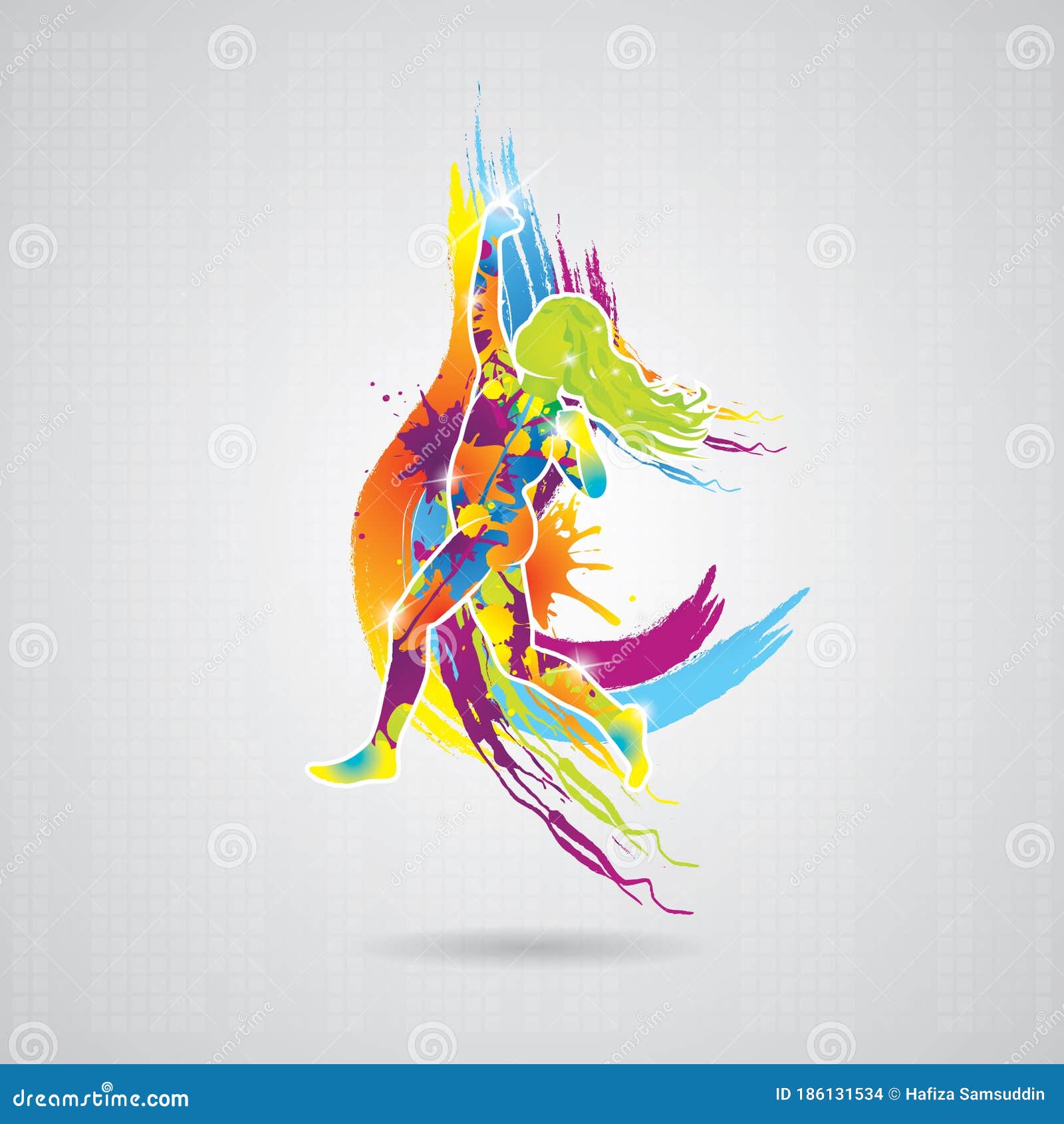 Dancing Girl with Colorful Splash. Vector Illustration Decorative ...