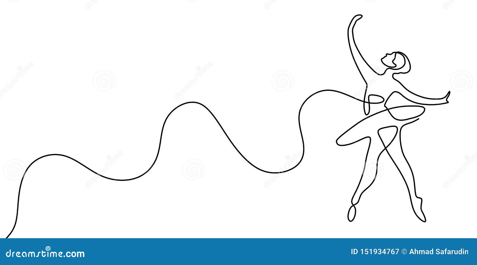 Dancing Girl Continuous One Line Drawing Vector Illustration Isolated