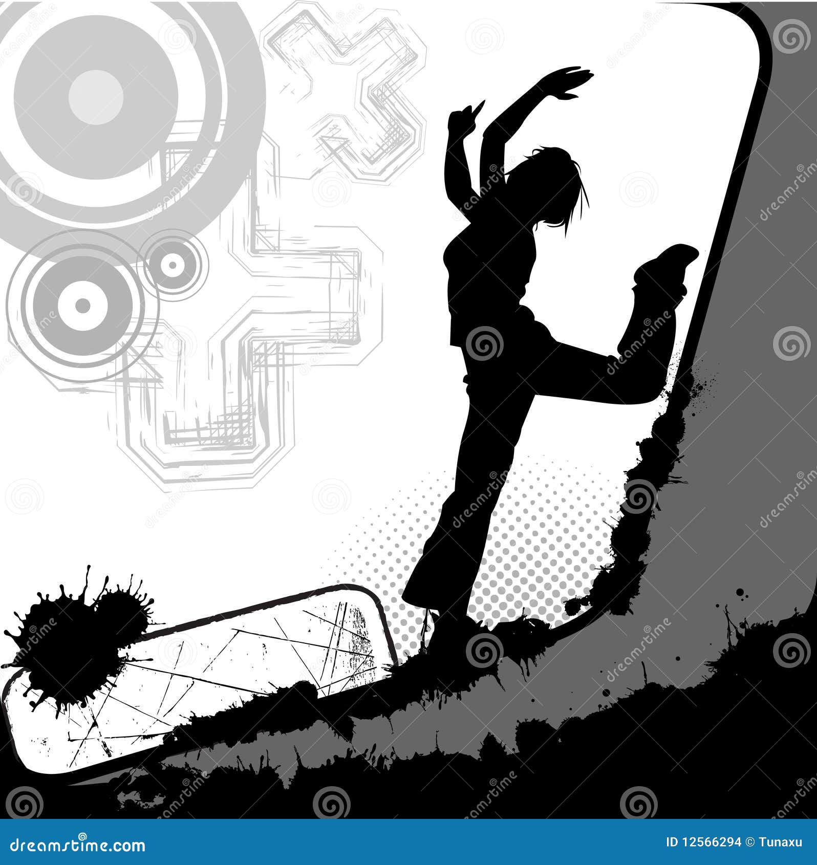 Dancing girl and frame stock vector. Illustration of modern - 12566294