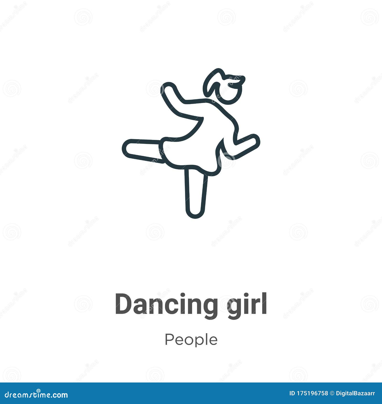 Dancing Girl Outline Vector Icon Thin Line Black Dancing Girl Icon