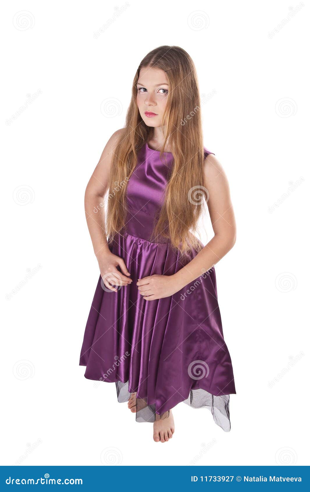Dancing Girl in Violet Dress Stock Image - Image of carefree, lifestyle ...
