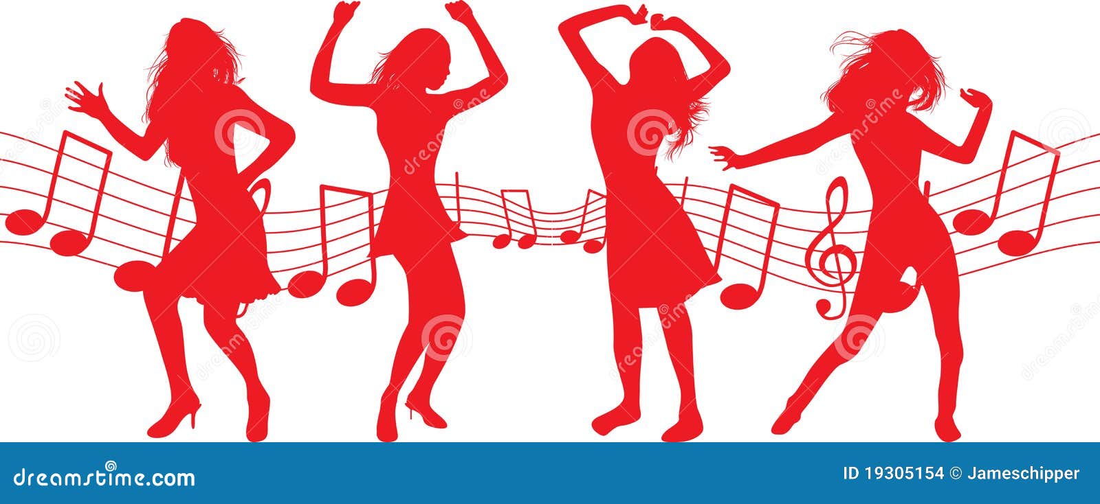 Dancing girls stock vector. Illustration of back, crowd - 19305154