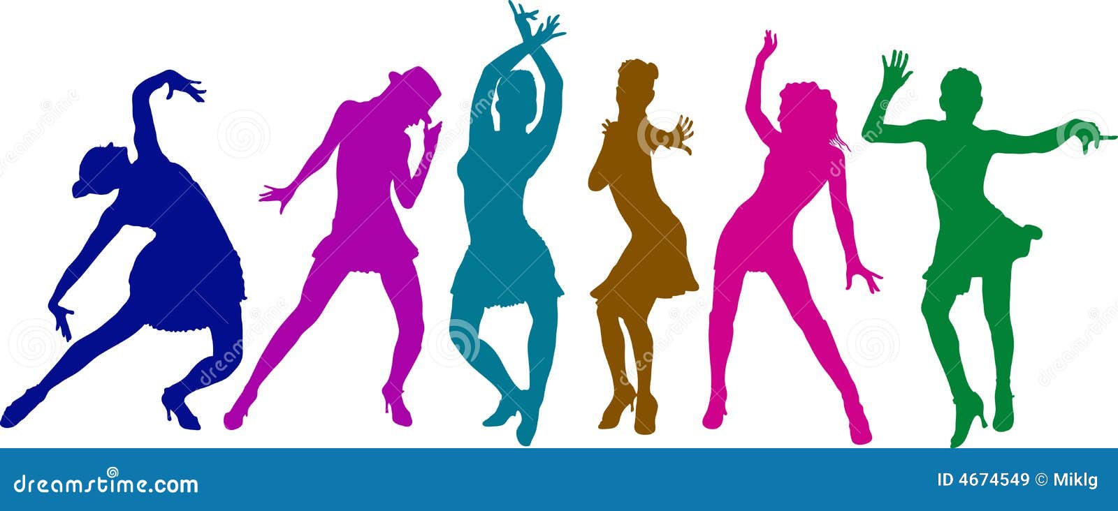Dancing Girls Silhouettes Cartoon Vector | CartoonDealer.com #34452103