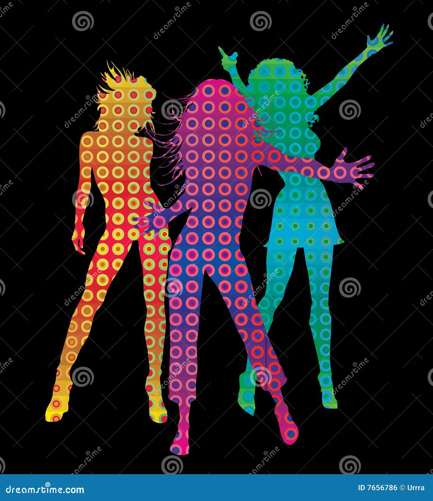 Dancing girls. stock vector. Illustration of design, silhouette - 7656786