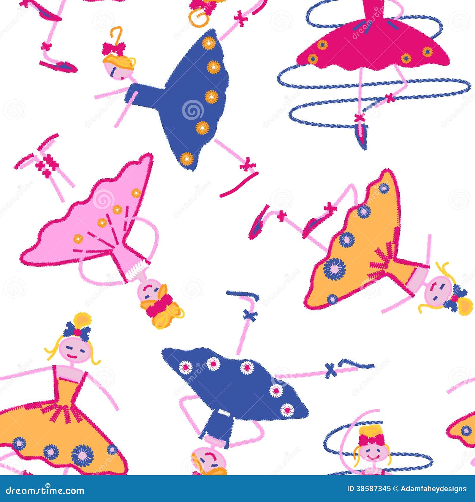 Dancing Girls Seamless Pattern Stock Vector - Illustration of seamless ...
