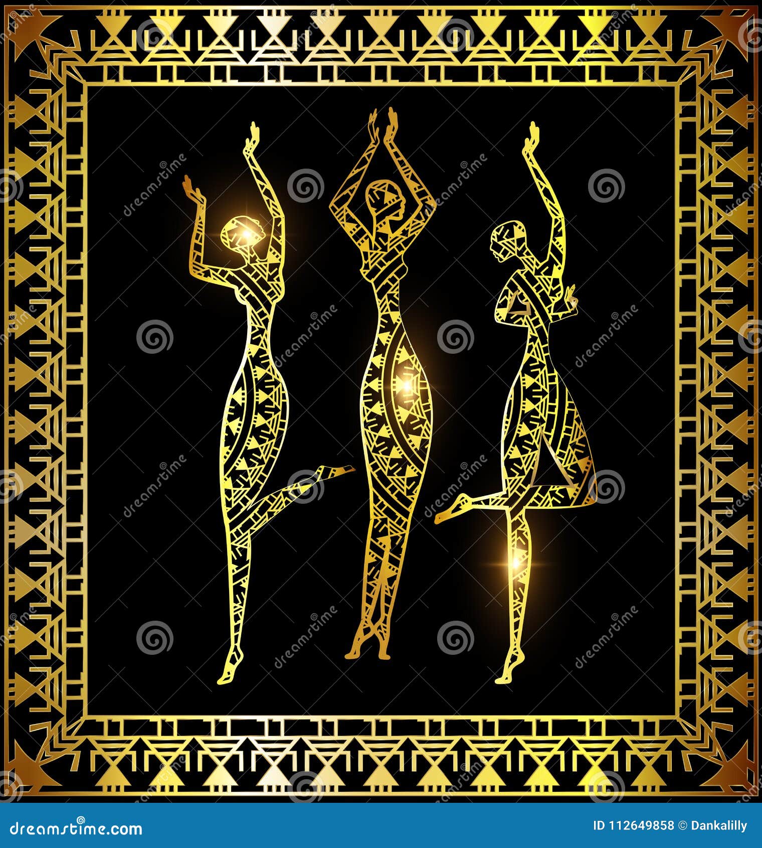 Dancing golden girls stock vector. Illustration of girl - 112649858
