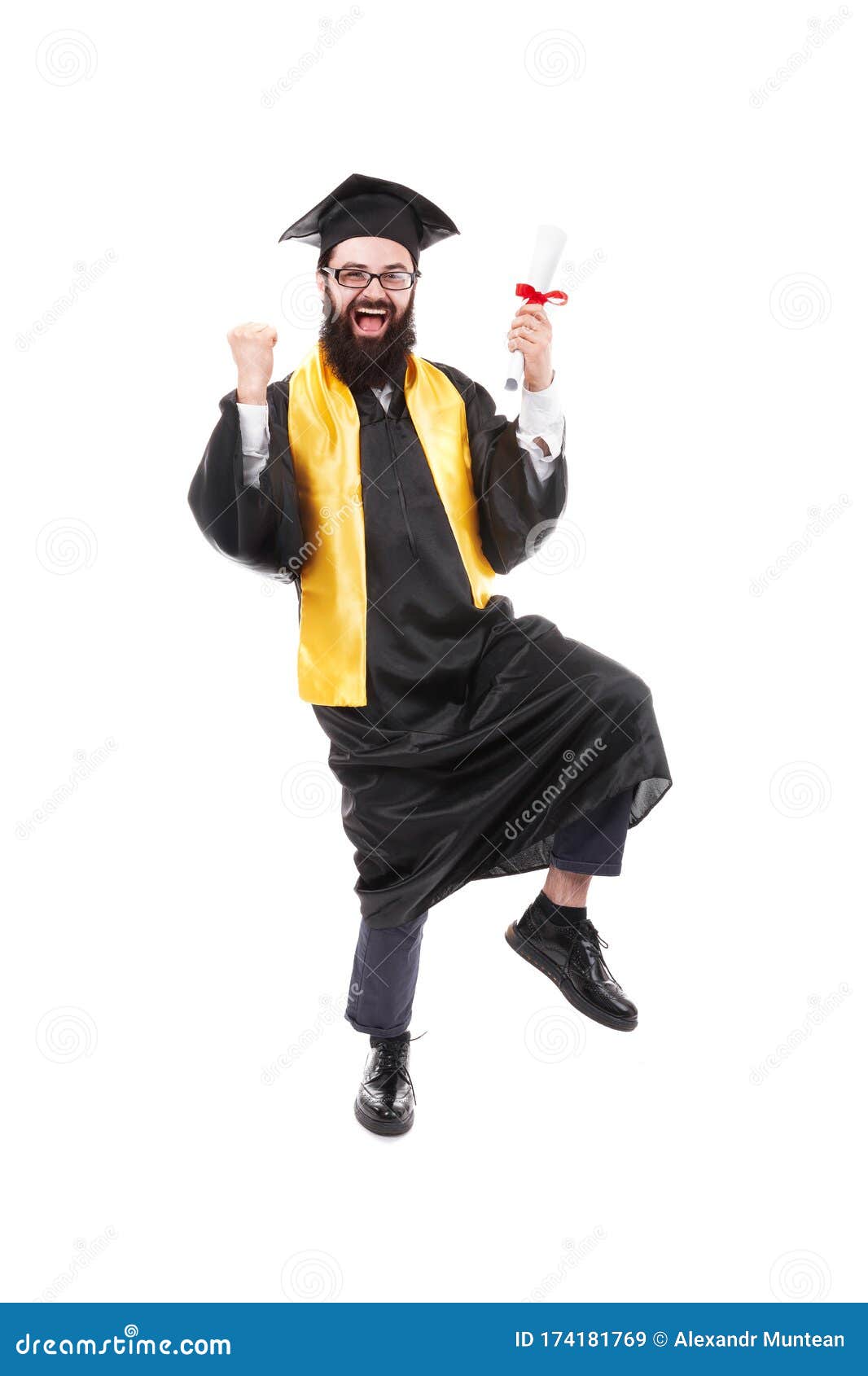Dancing graduate isolated stock image. Image of adult - 174181769