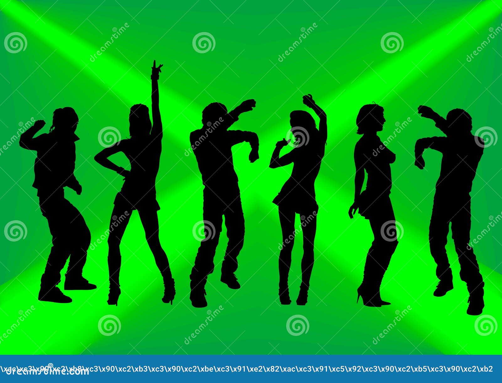 Dancing on a Green Background Stock Vector - Illustration of ...