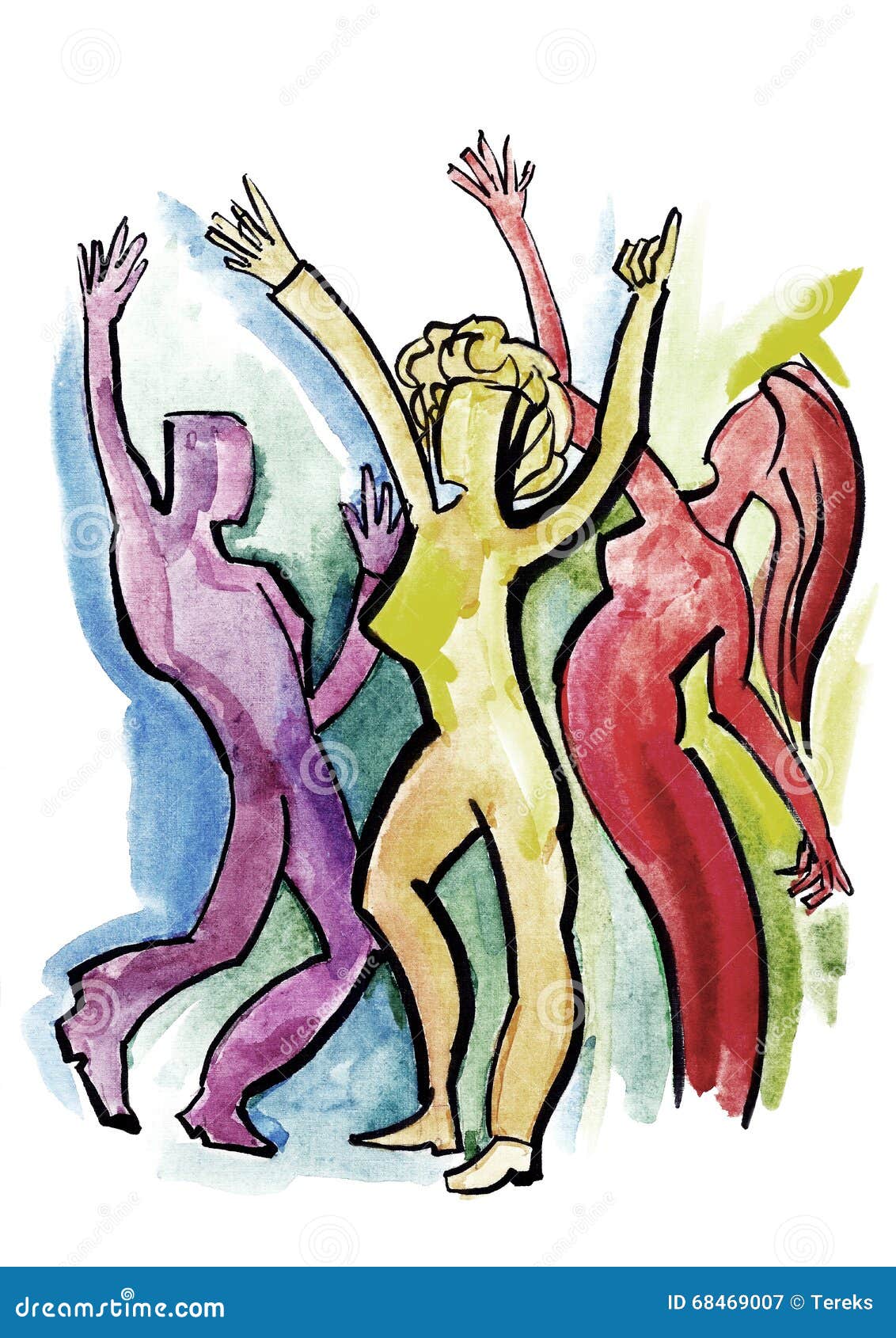 Dancing Group in Abstract Style Stock Illustration - Illustration of ...