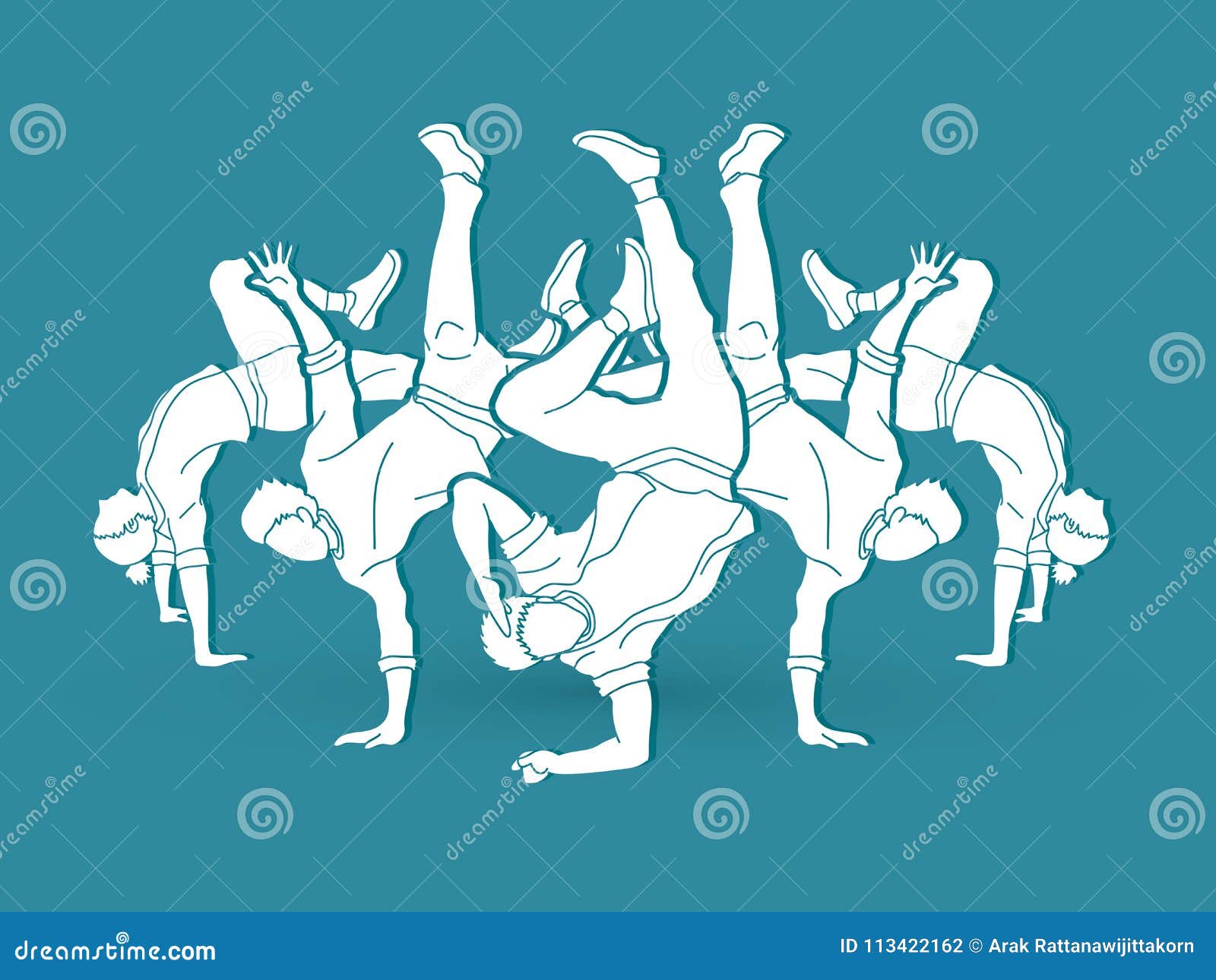 Dancing Group, Dancer Practice, Street Dance Graphic Vector Stock ...