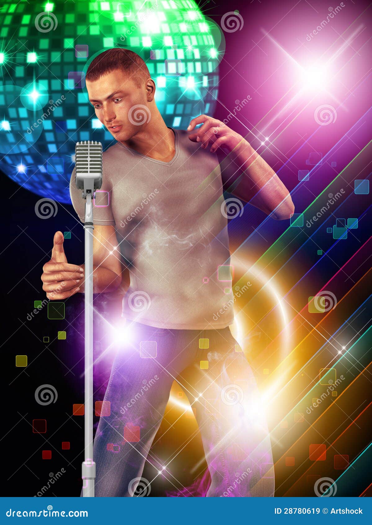 Dancing Guy with Microphone Stock Illustration - Illustration of break ...
