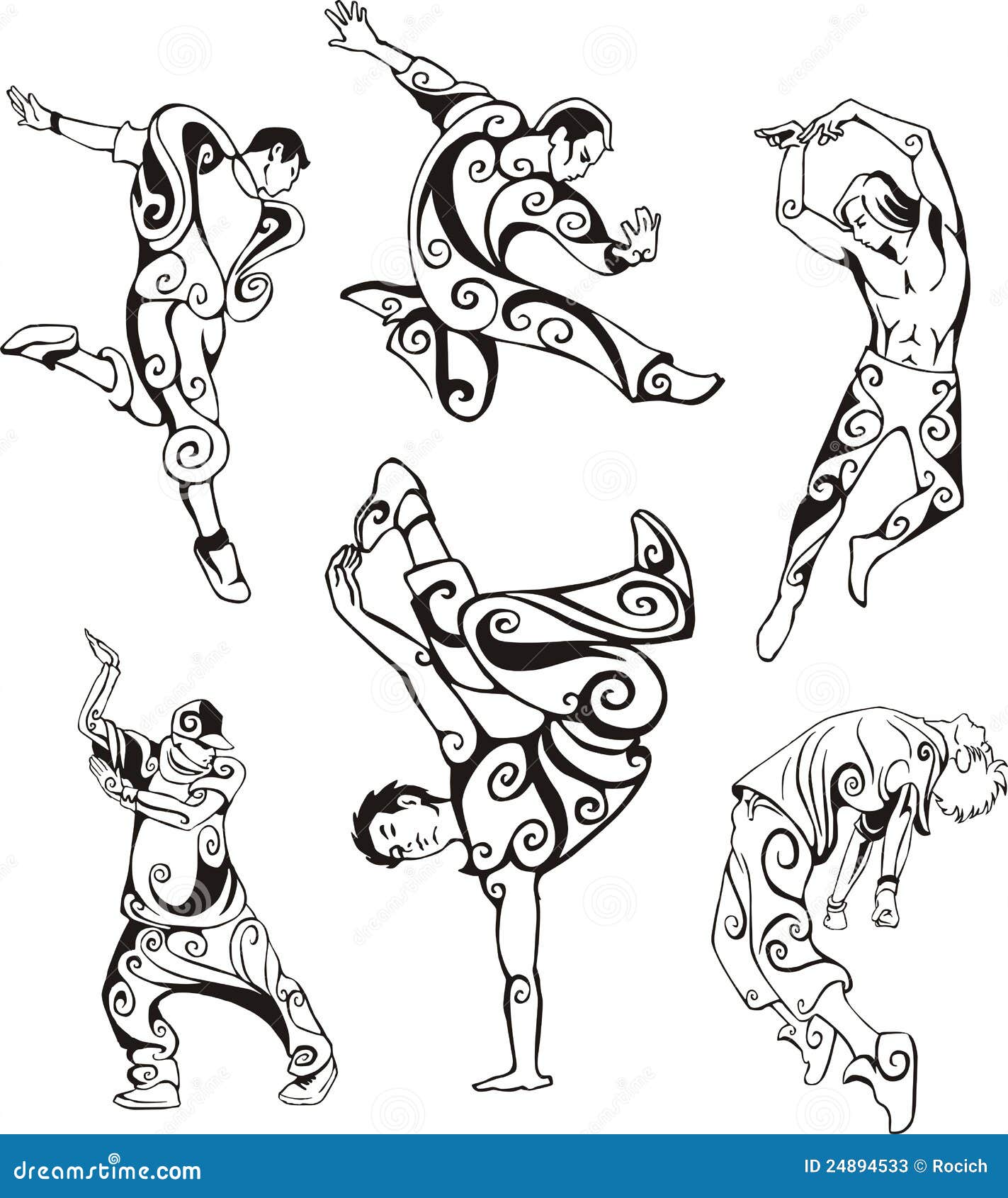 Dancing guys stock vector. Illustration of show, black - 24894533