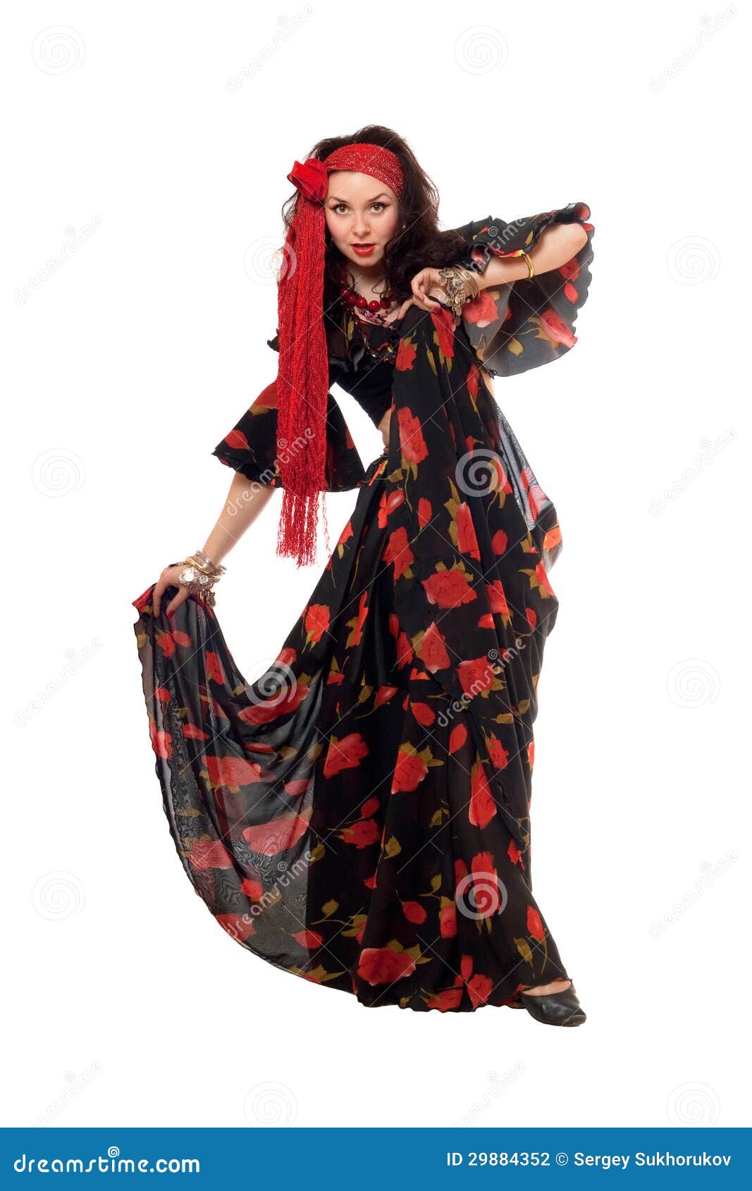 Dancing Gypsy Woman. Isolated Stock Photo - Image of costume, enigmatic ...