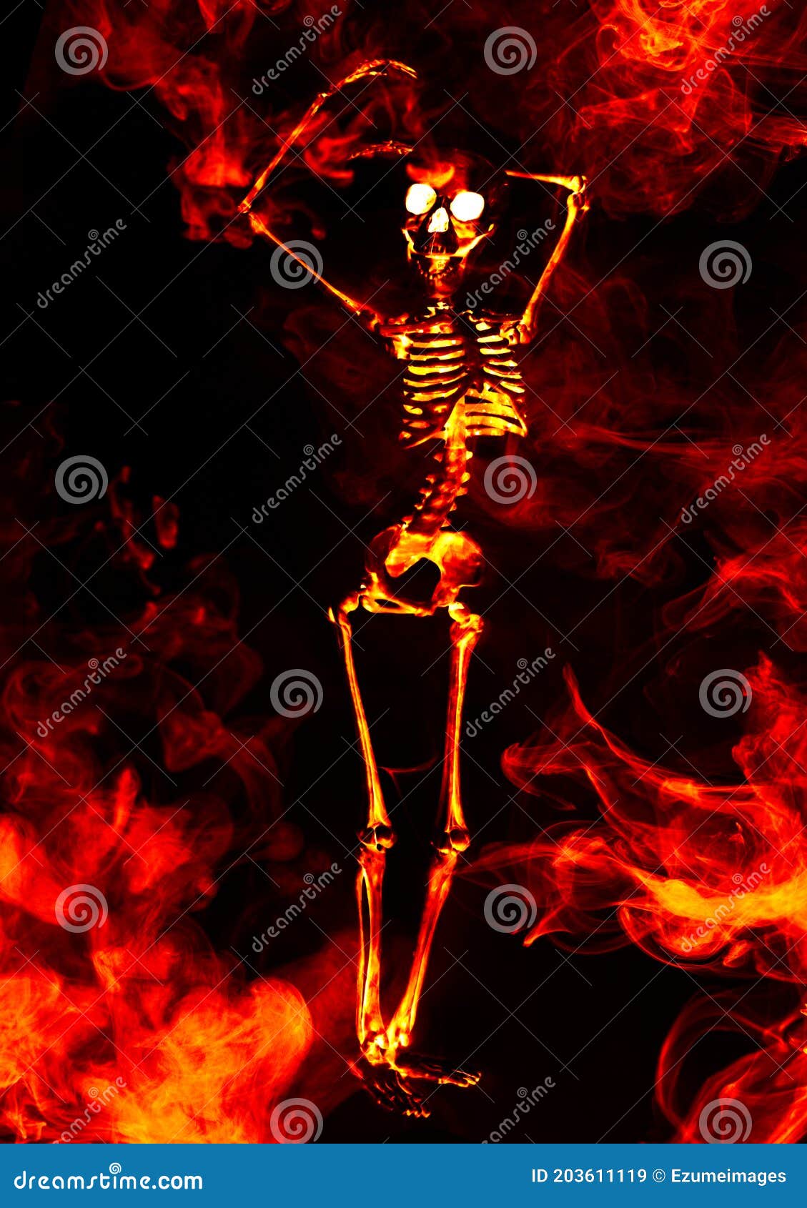 Dancing Halloween Skeleton Fire Stock Image - Image of health, flames ...