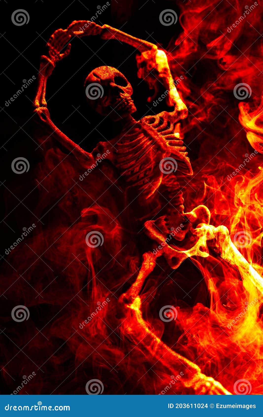 Dancing Halloween Skeleton Fire Stock Photo - Image of fire, purgatory ...