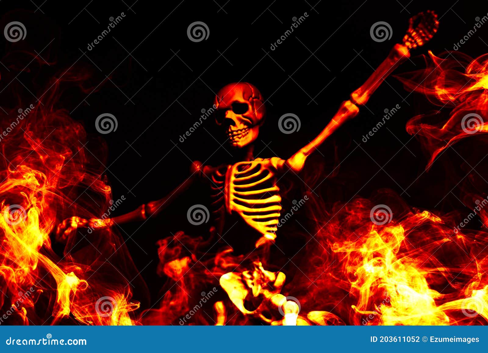 Dancing Halloween Skeleton Fire Stock Photo - Image of demon, moving ...