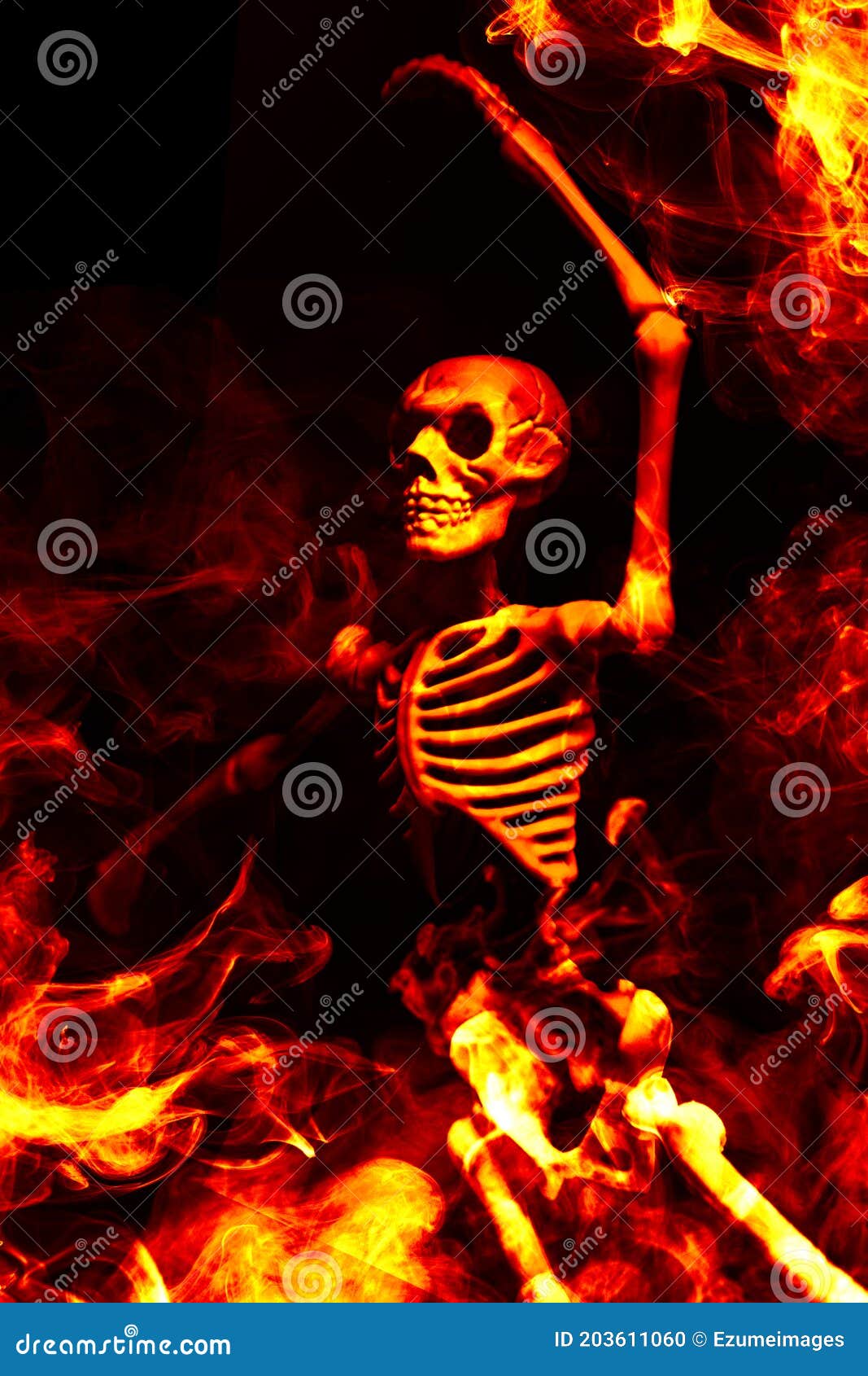 Dancing Halloween Skeleton Fire Stock Photo - Image of dead, embers ...
