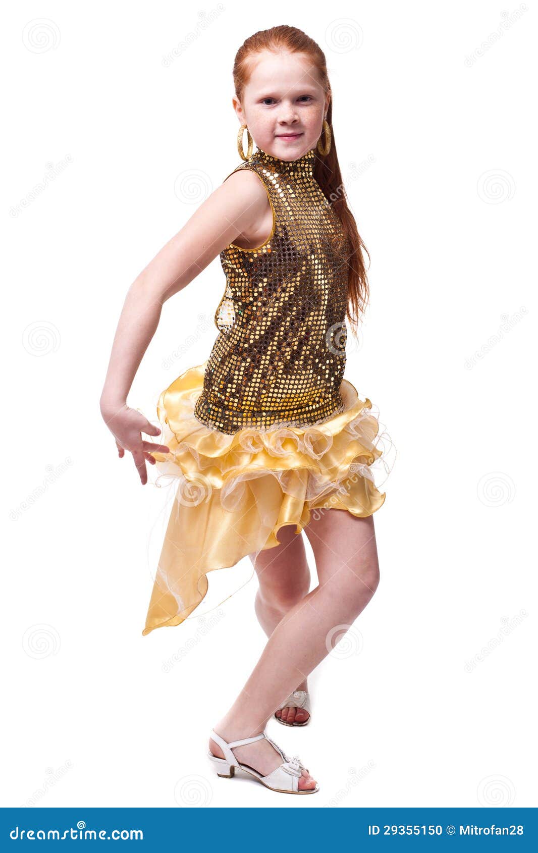 Dancing happy little girl stock photo. Image of gold - 29355150