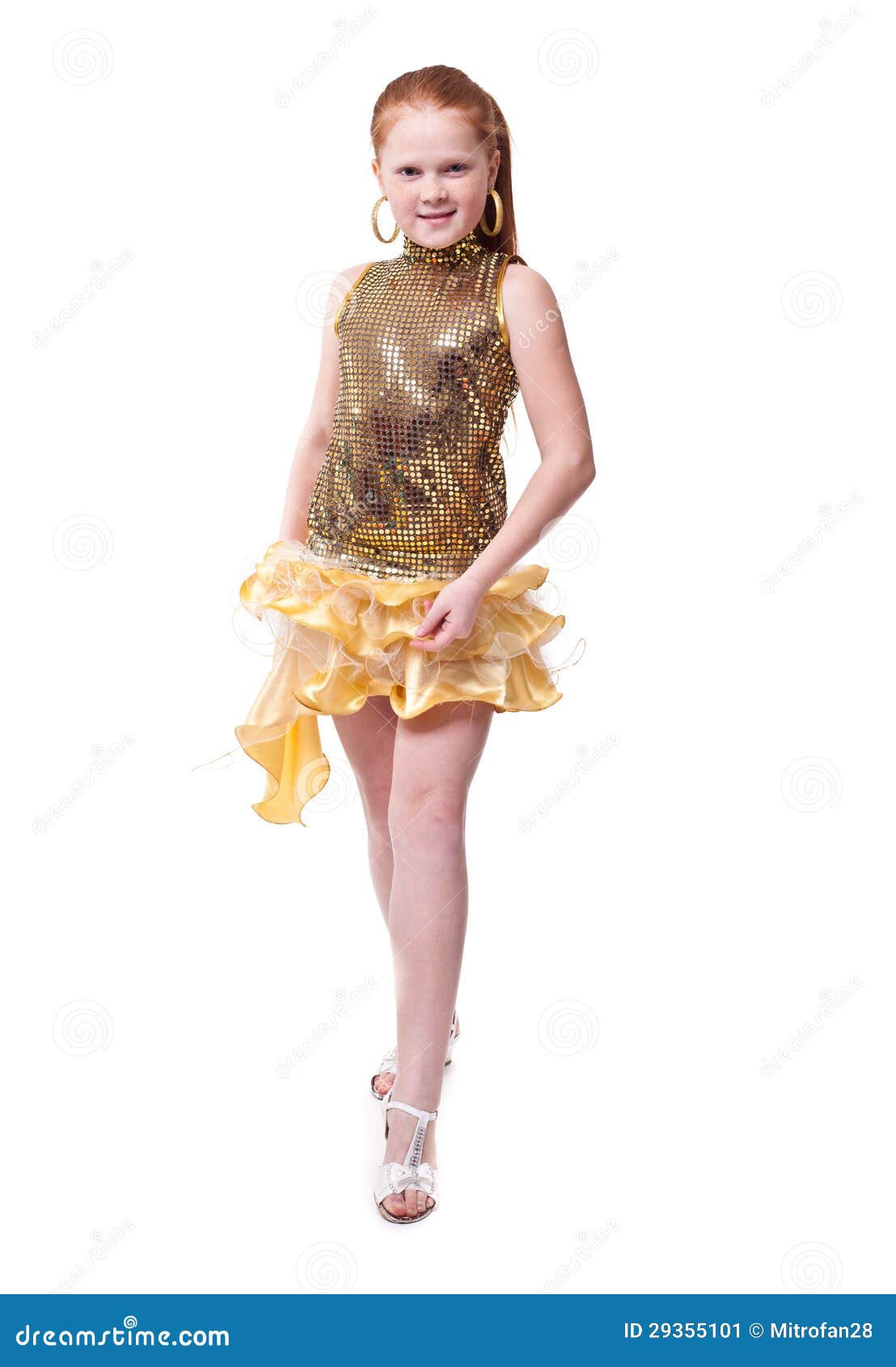 Dancing Happy Little Girl, Isolated On White Stock Image - Image: 29355101