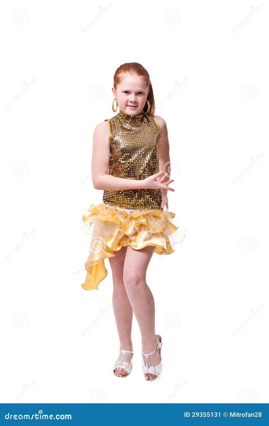 Dancing Happy Little Girl, Isolated on White Stock Image - Image of ...