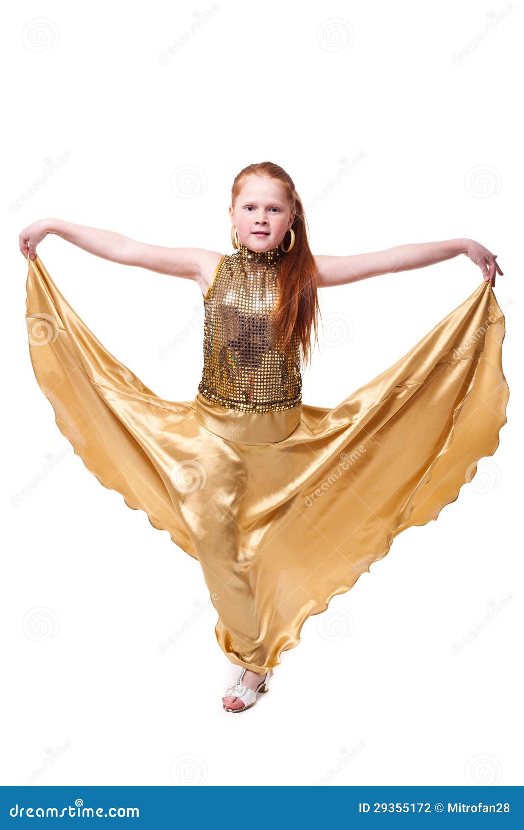 Dancing Happy Little Girl, Isolated on White Stock Photo - Image of ...