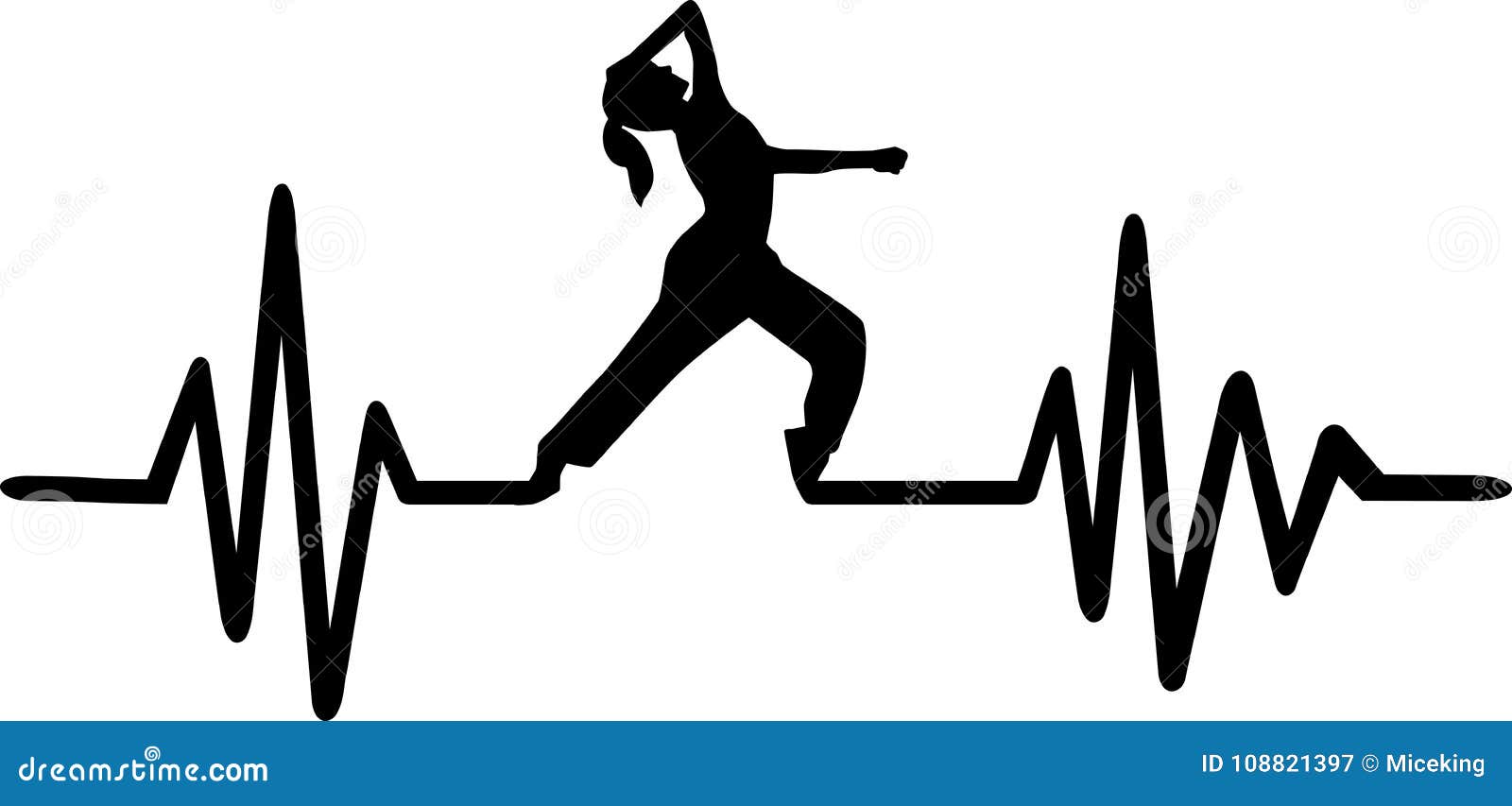 Heartbeat Pulse Line Music With Notes And Clef Vector Illustration ...