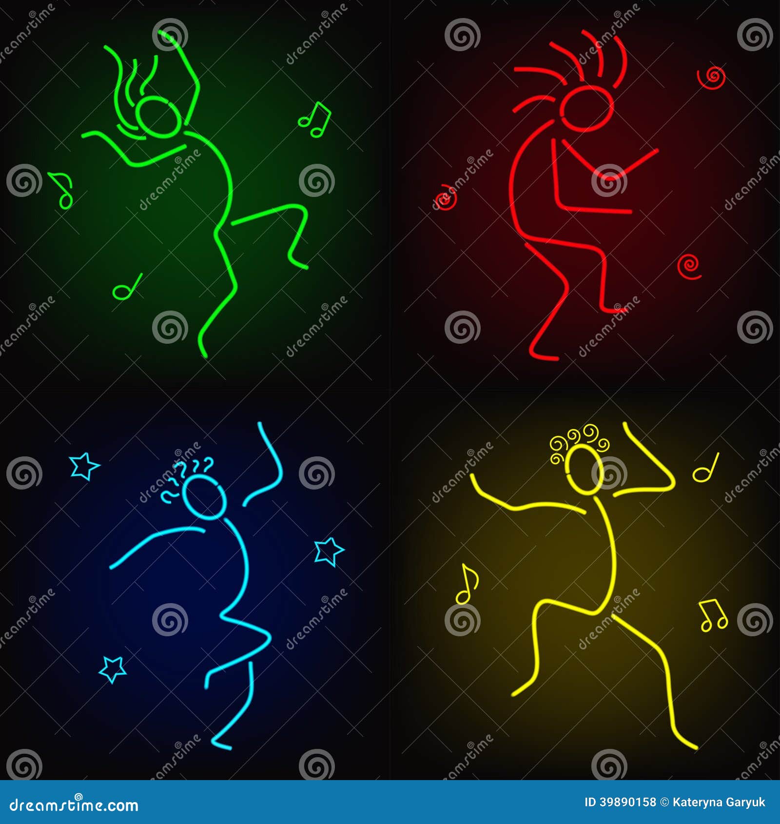Dancing icons stock vector. Illustration of icon, primitive - 39890158