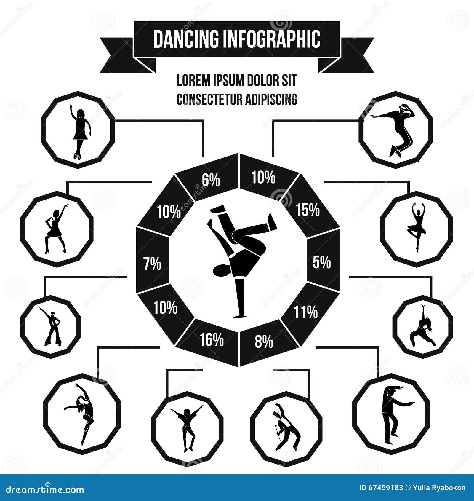 Dancing Infographic, Flat Style Stock Vector - Illustration of oriental ...