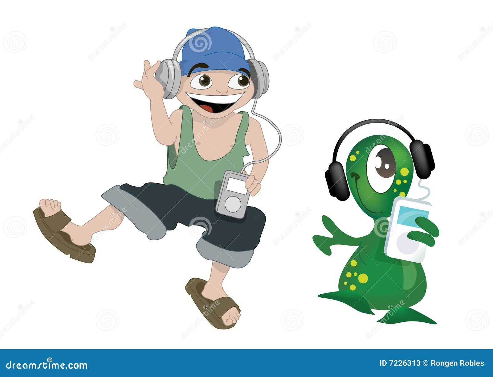 Dancing with ipod stock vector. Illustration of listening - 7226313