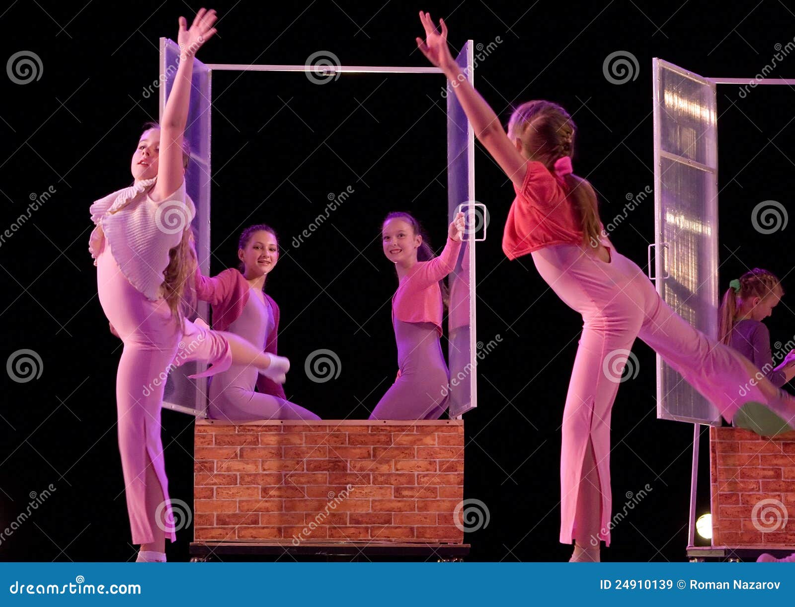 Dancing kids, City Windows editorial stock image. Image of frienship ...