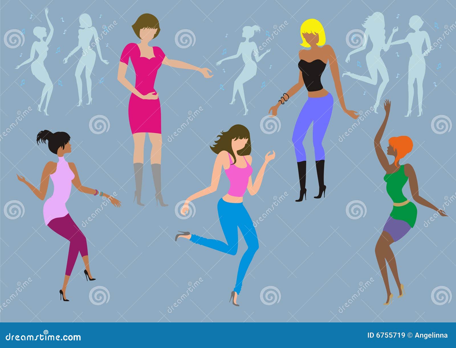 Dancing ladies stock vector. Illustration of music, woman - 6755719
