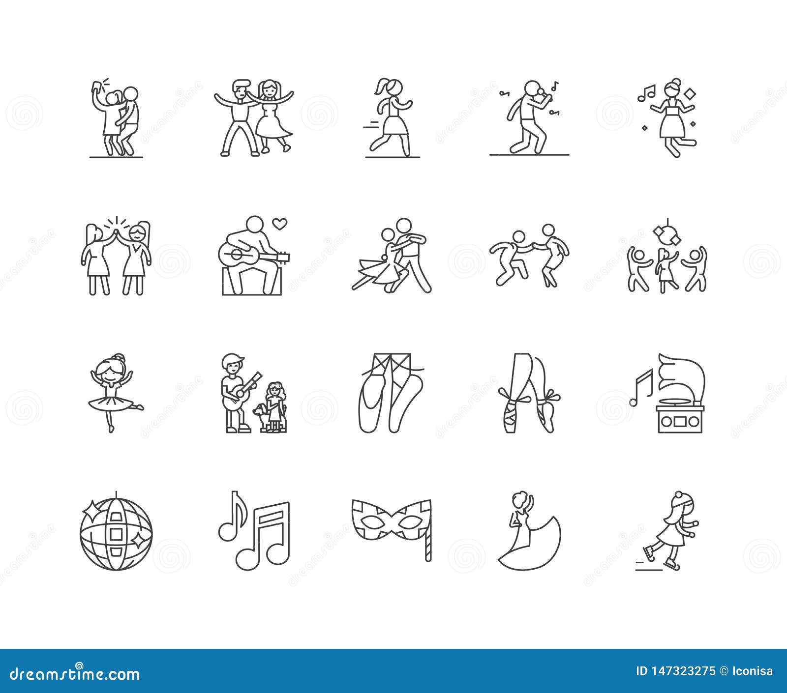 Dancing Line Icons, Signs, Vector Set, Outline Illustration Concept ...