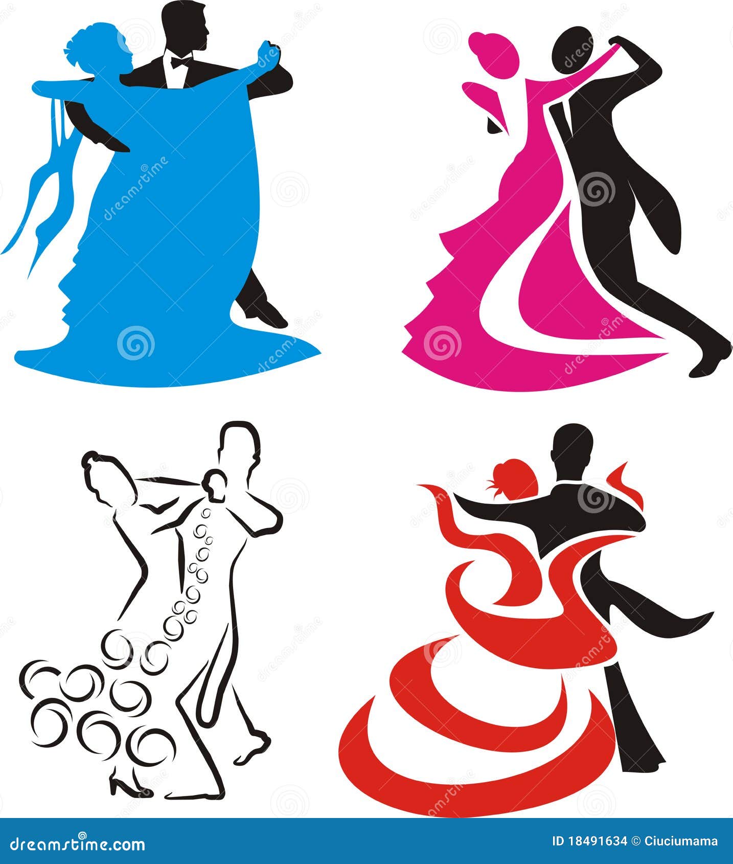 Dancing - Logo and Silhouette Stock Vector - Illustration of dancing ...