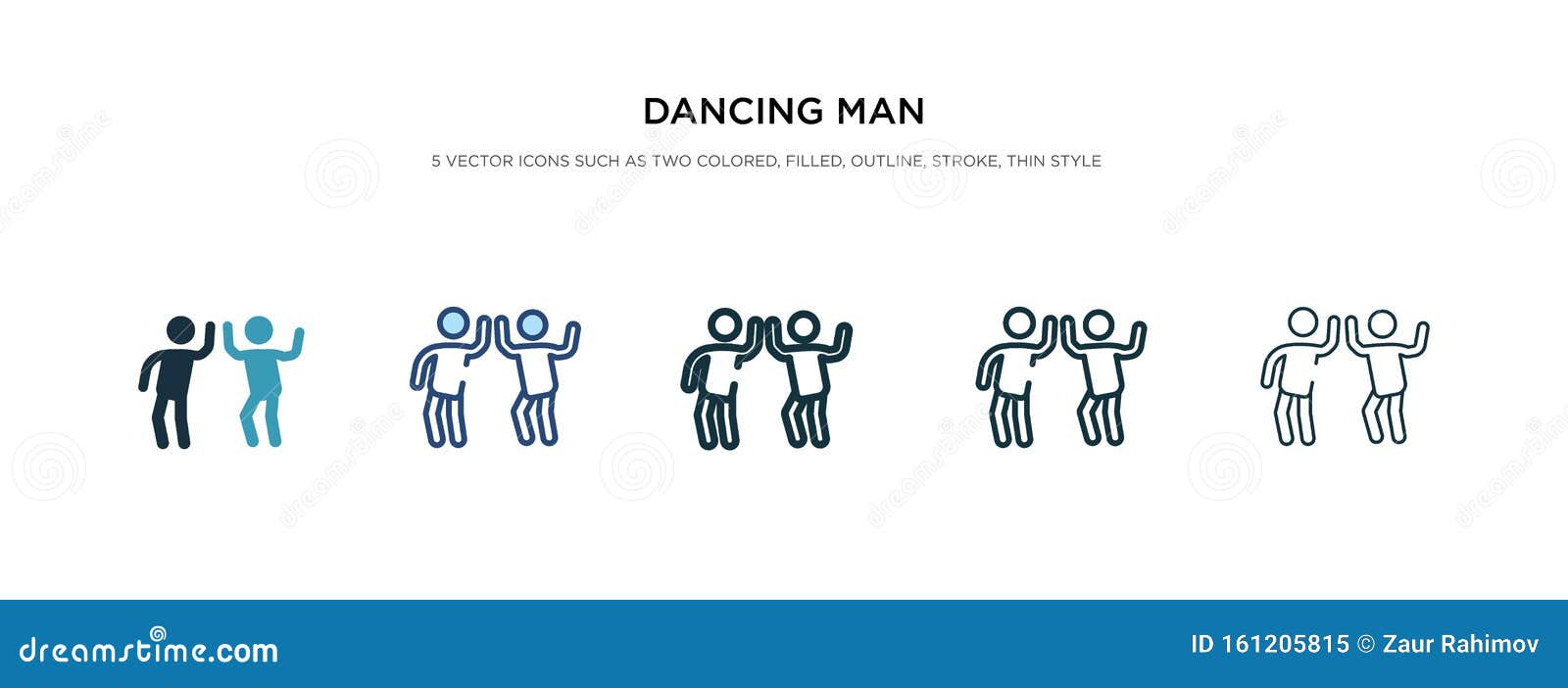 Dancing Man Icon in Different Style Vector Illustration. Two Colored ...