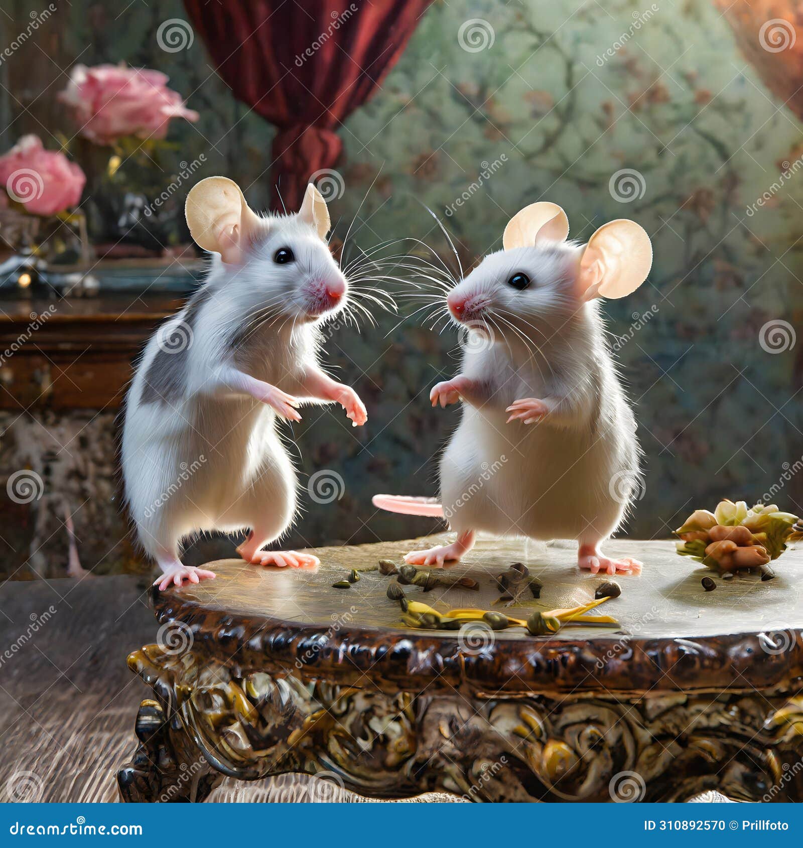 Dancing mice on the table stock illustration. Illustration of advantage ...