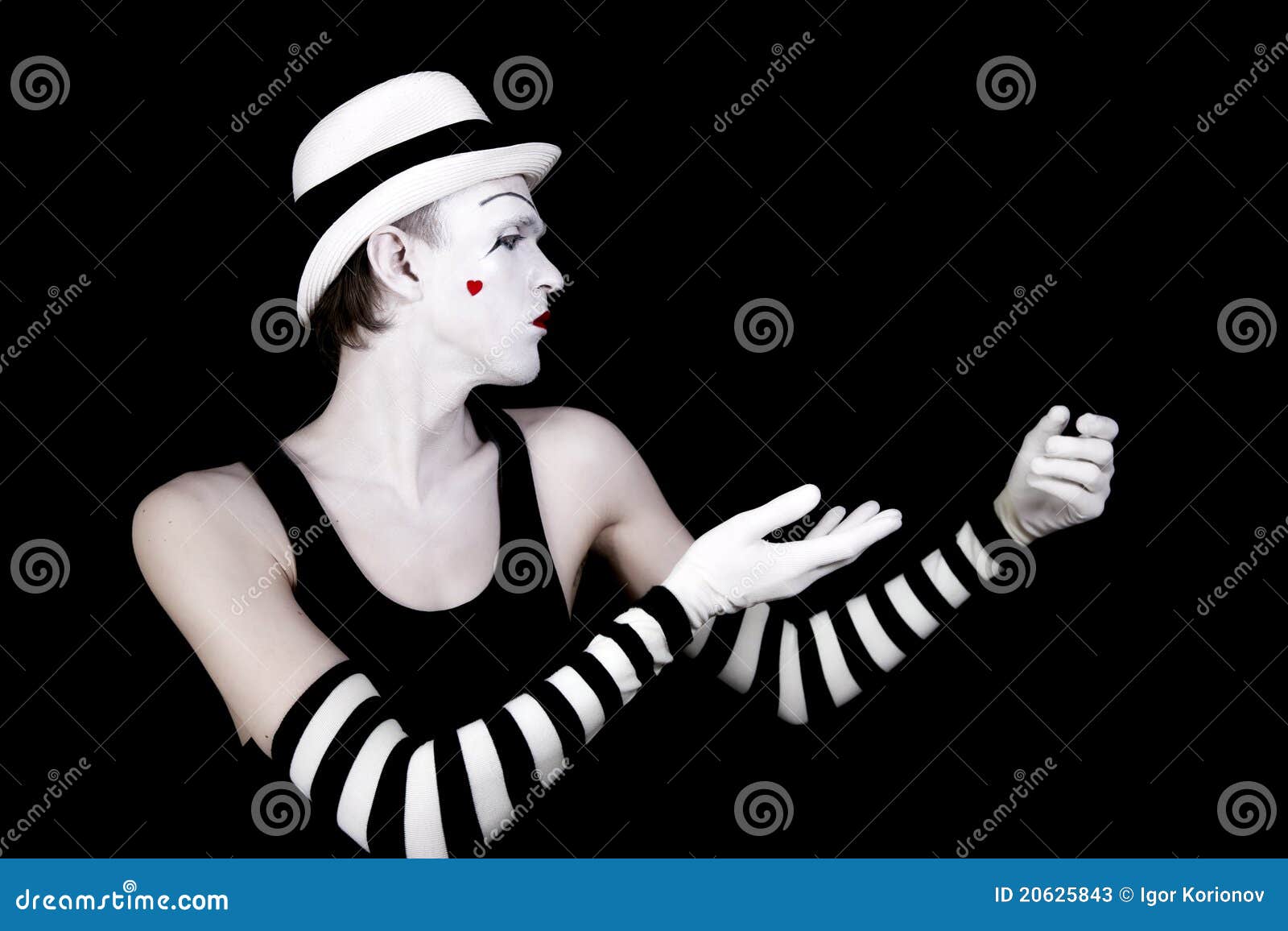 Dancing Mime In White Hat Stock Photos - Image: 20625843