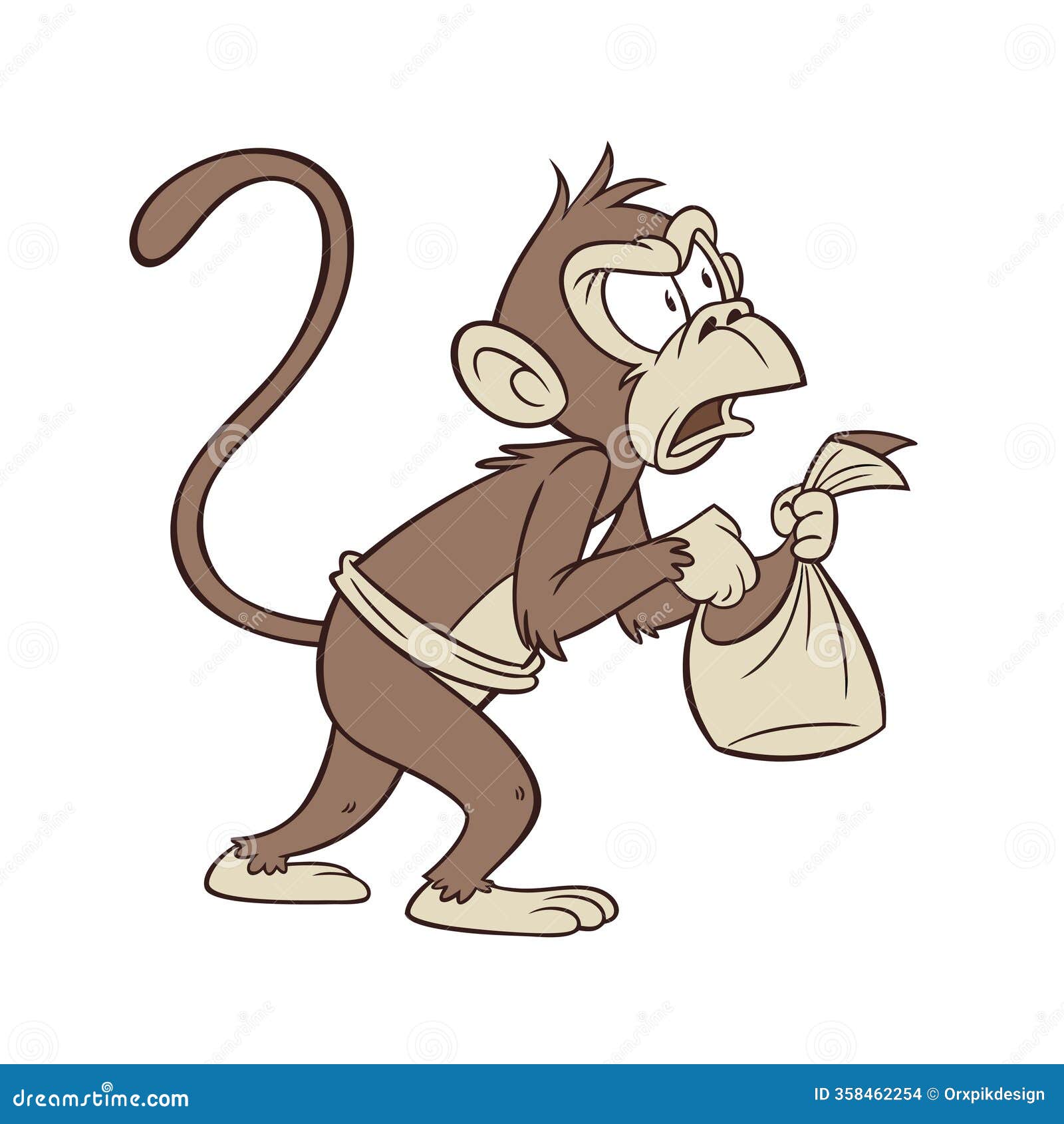 Dancing Monkey Freehand Drawing Isolated On White Background. Sketch ...