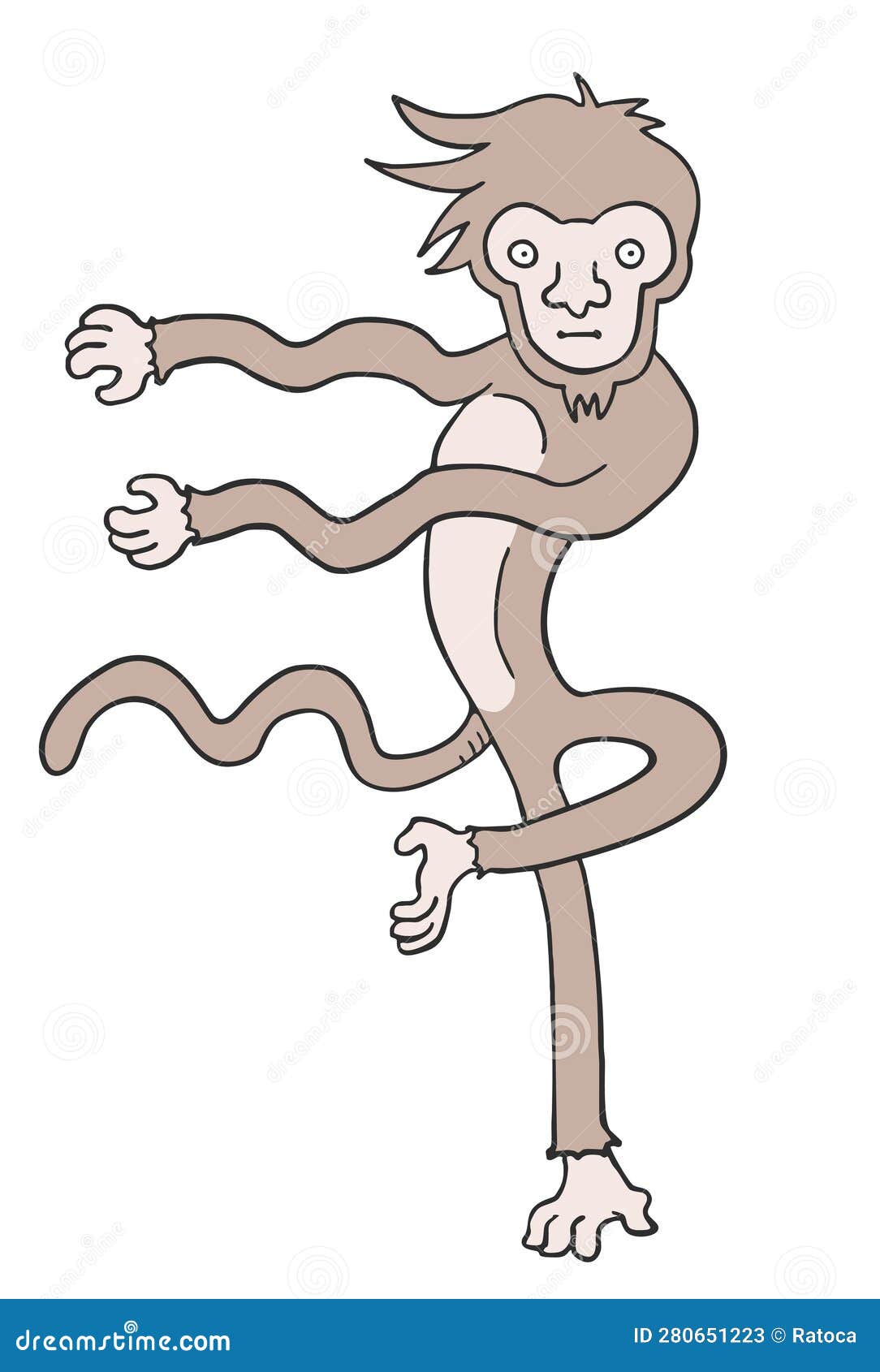 Dancing Monkey Couple Near Coconut Palm Tree Clip Art. Vector ...