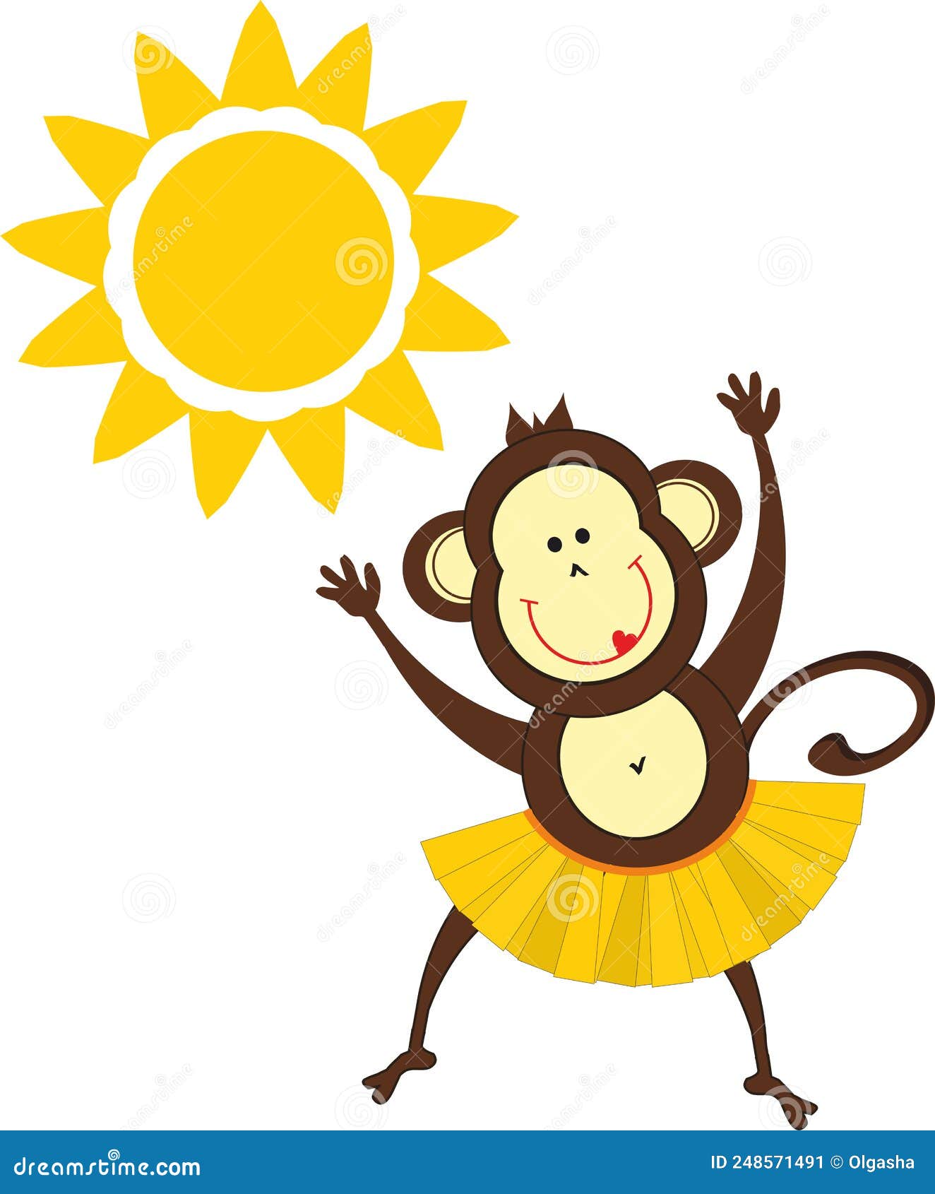 Dancing Monkey and Yellow Sun Stock Vector - Illustration of mood, icon ...
