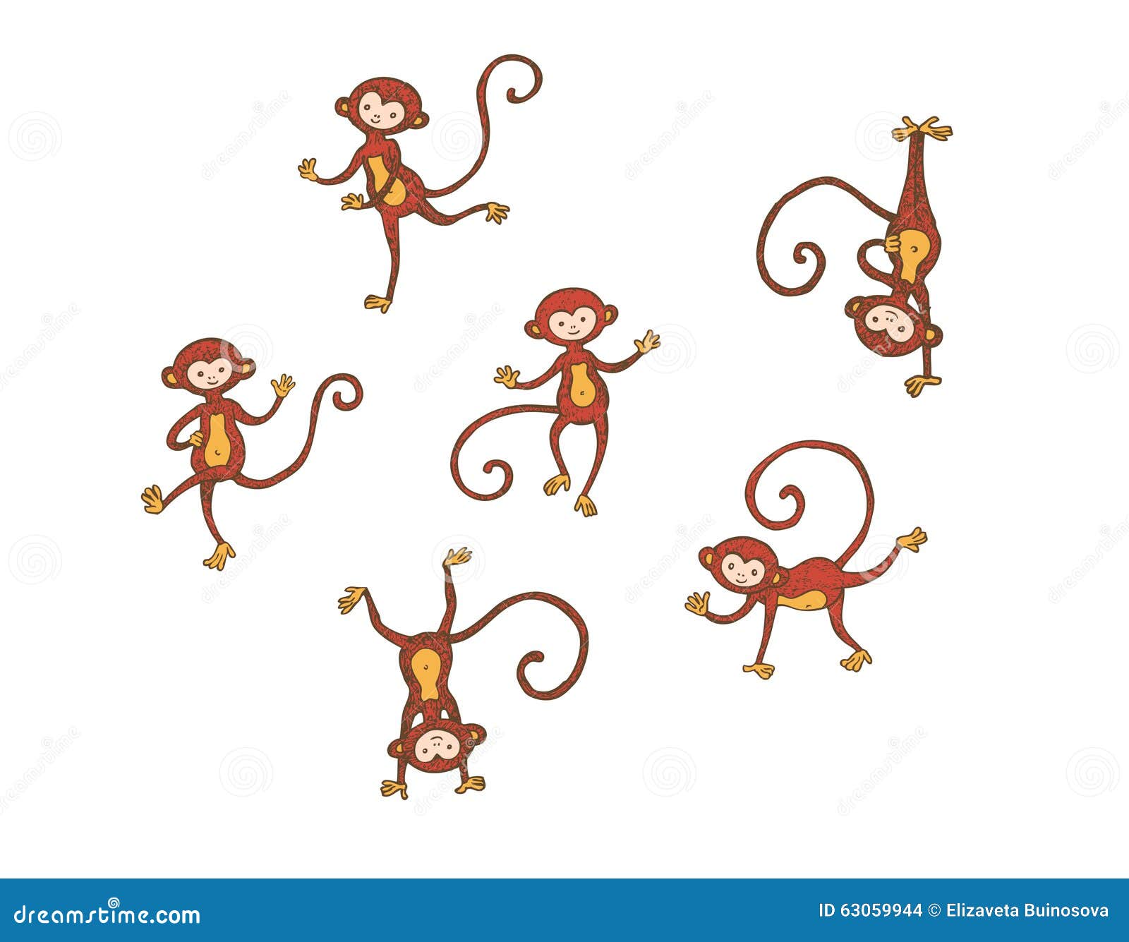 Dancing monkeys stock illustration. Illustration of graphic - 63059944