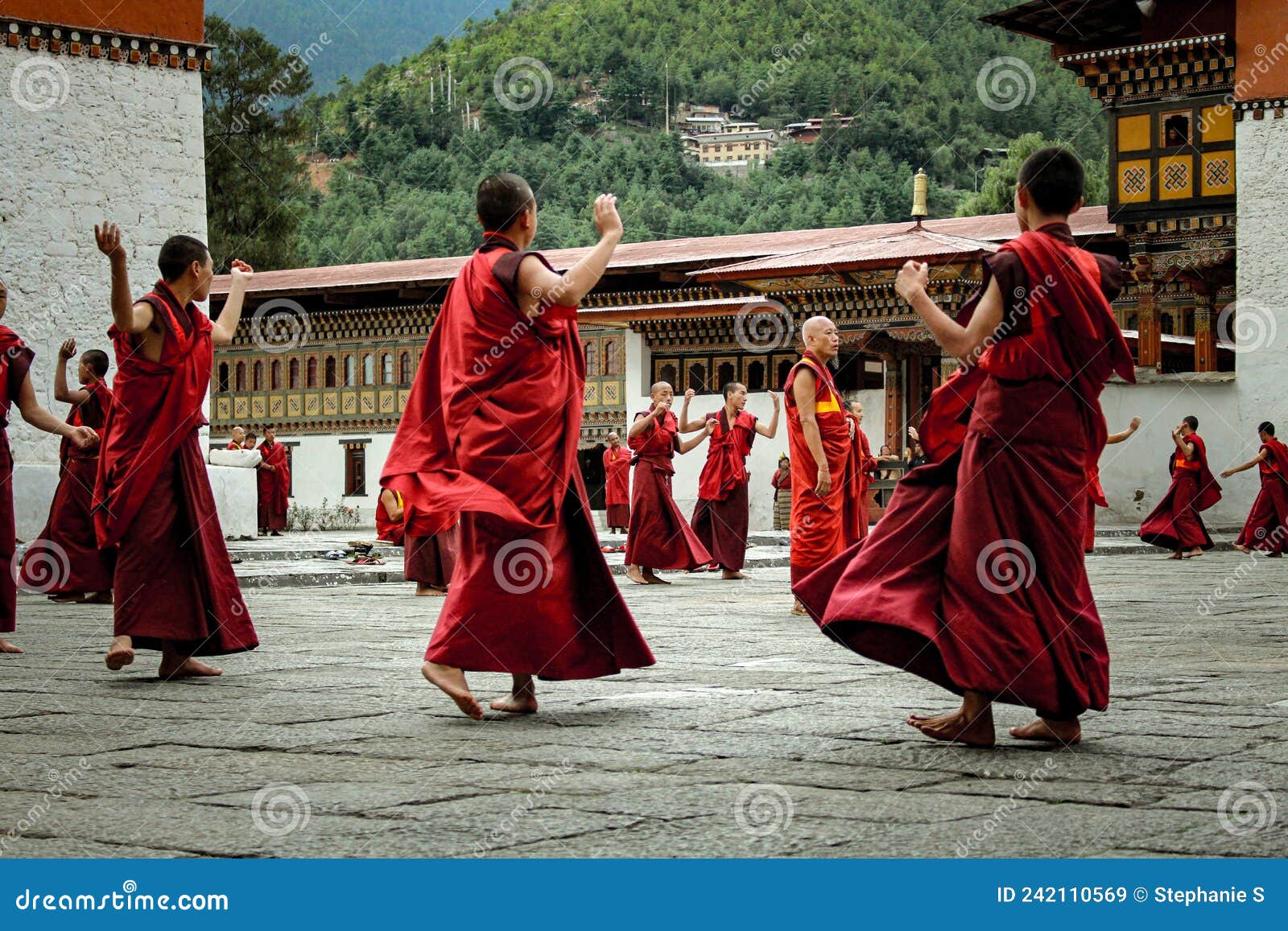Dancing Monks of Bhutan editorial stock image. Image of practising ...