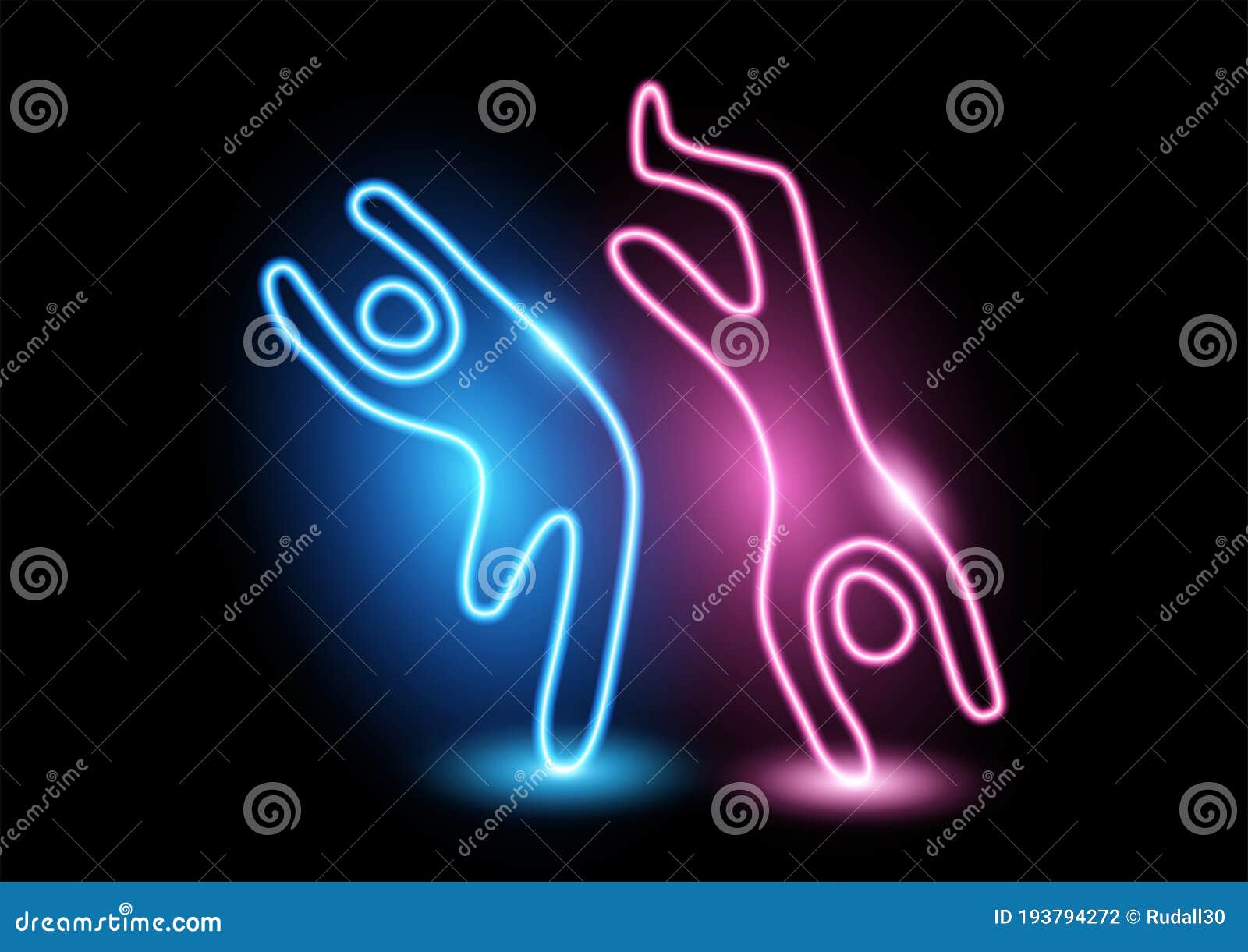 Dancing Neon Stick Figure Cartoon Vector | CartoonDealer.com #193794285