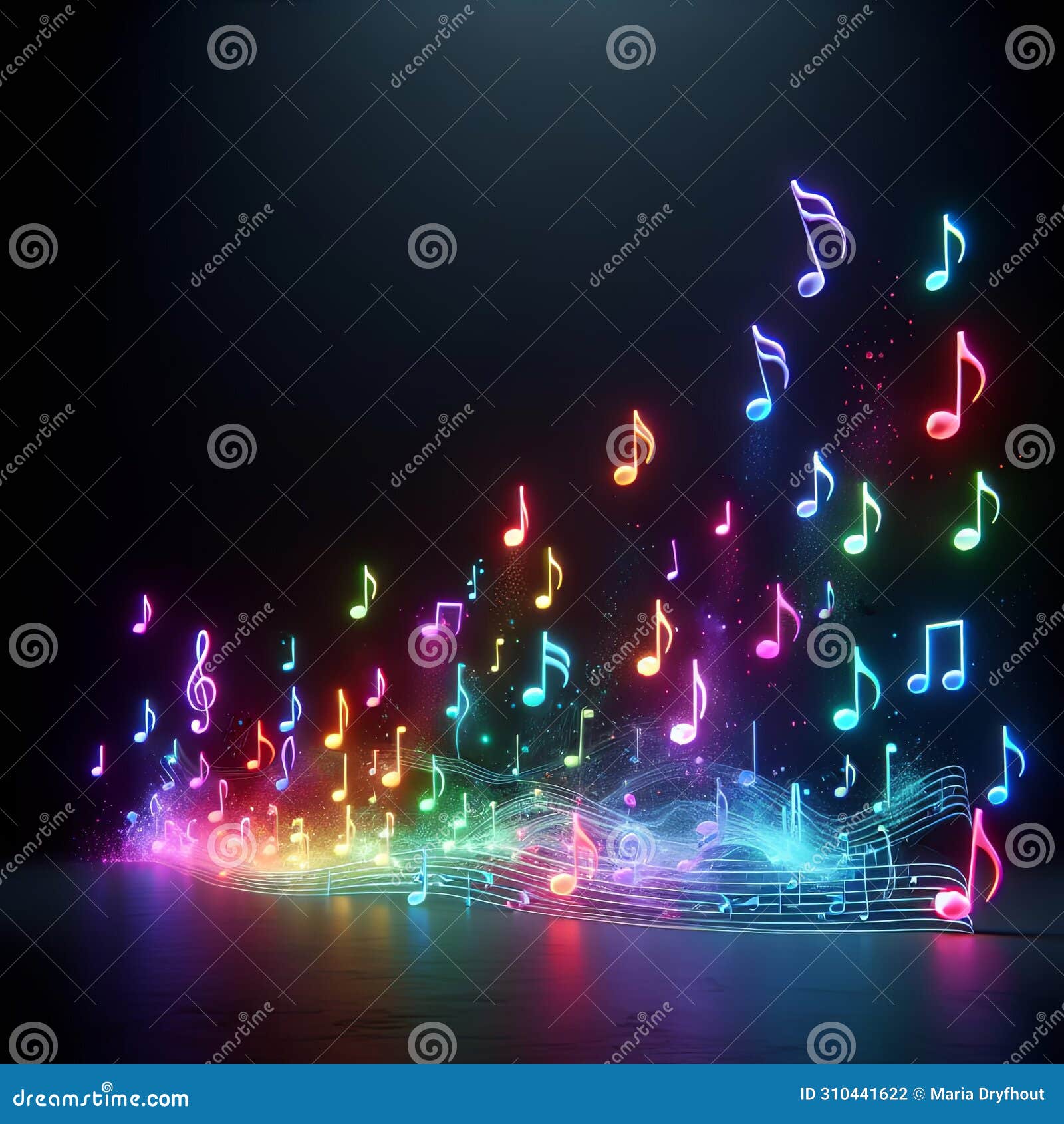 Dancing Neon Musical Notes stock illustration. Illustration of concept ...