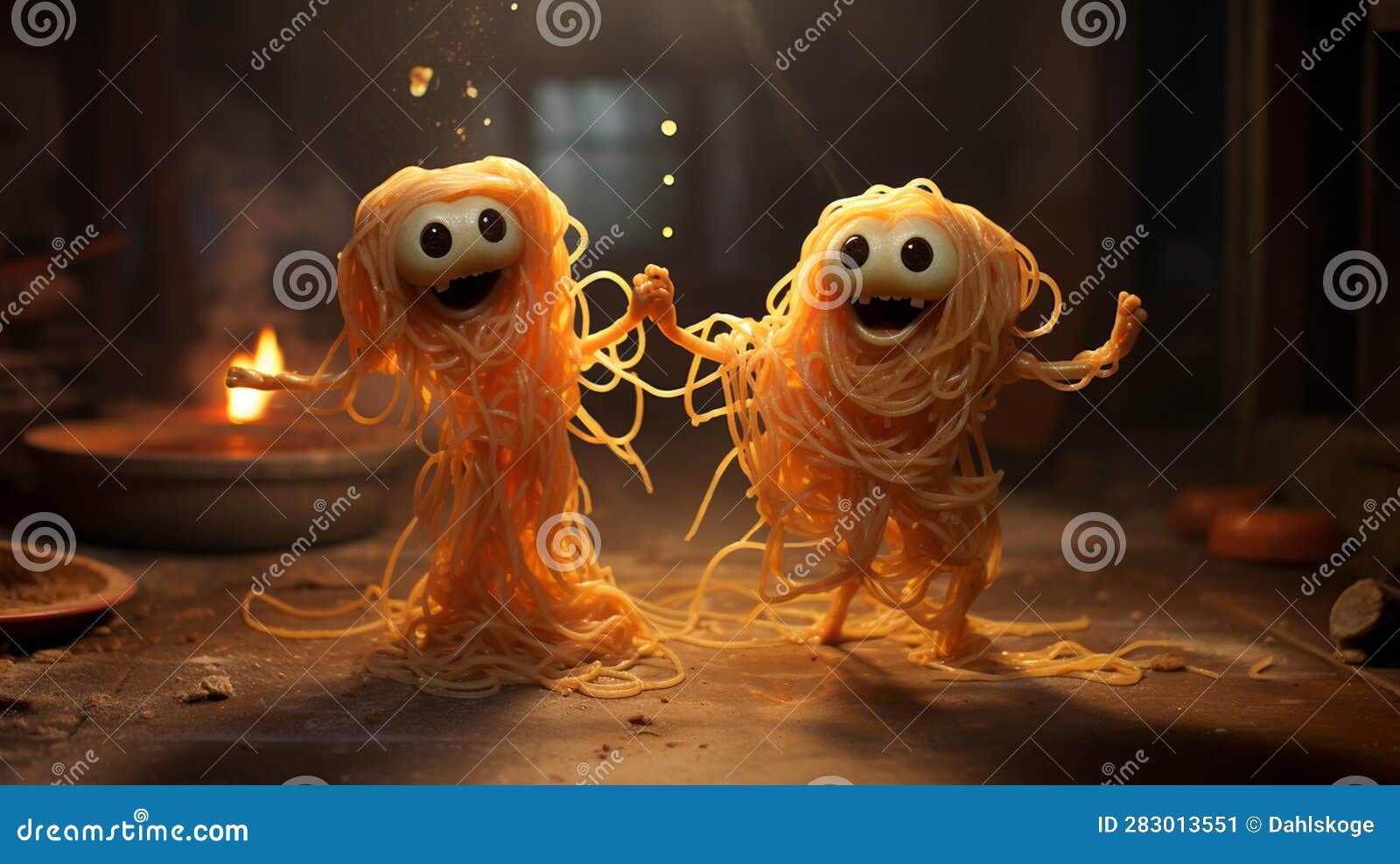 Dancing pasta stock illustration. Illustration of table - 283013551