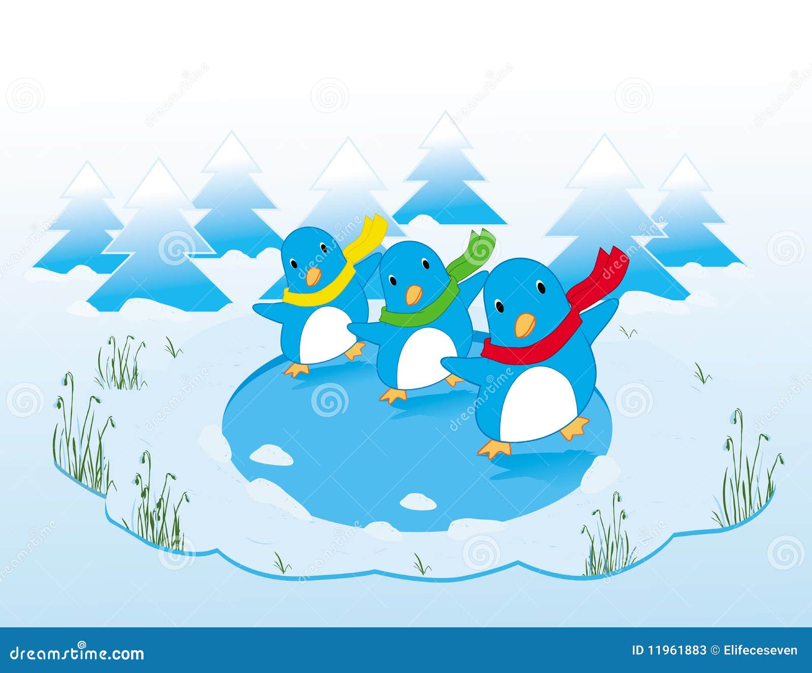 Dancing penguins on ice stock illustration. Illustration of penguin ...