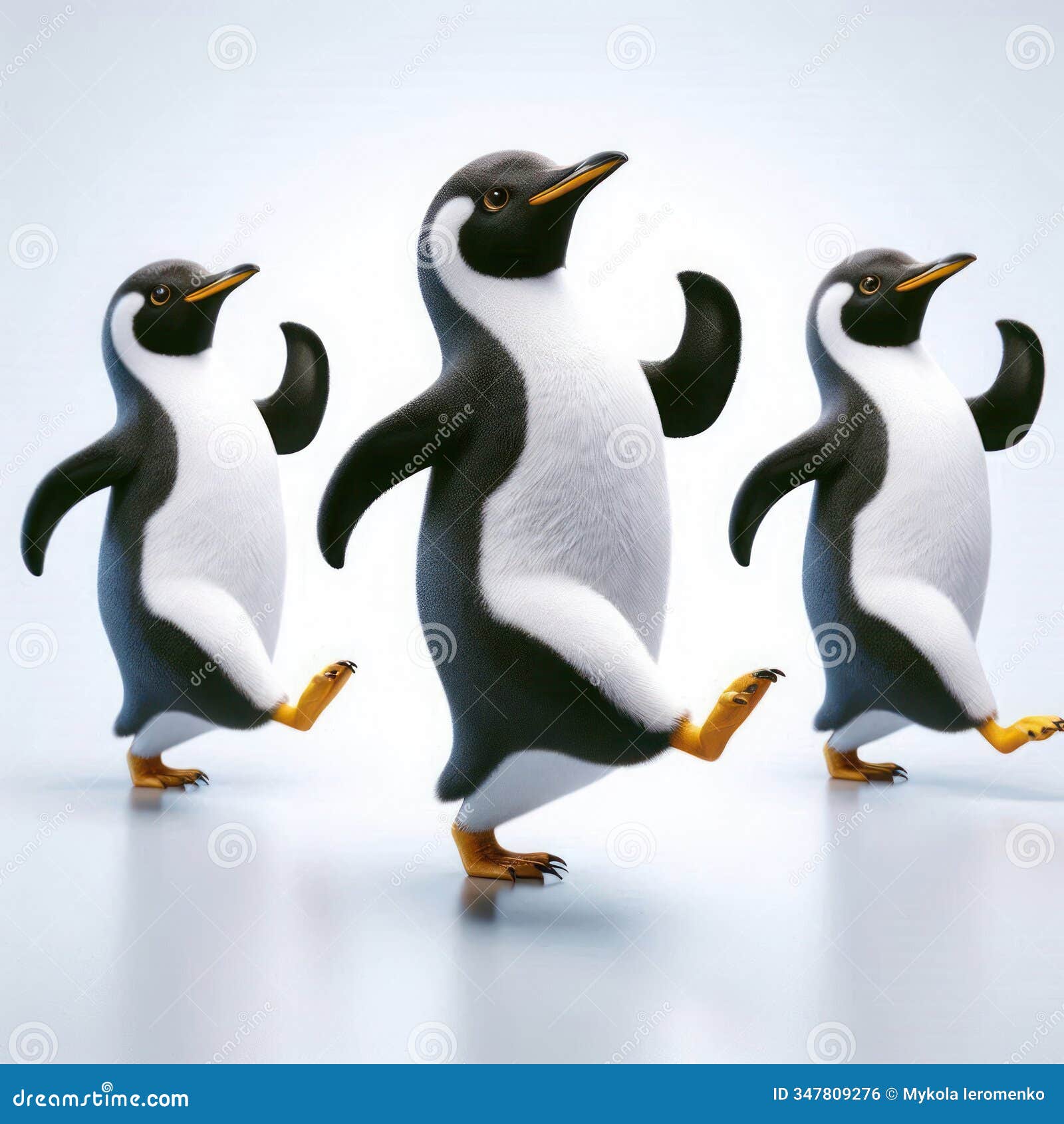 Dancing Penguins on Ice. Space for Text. Stock Photo - Image of group, artistic: 347809276