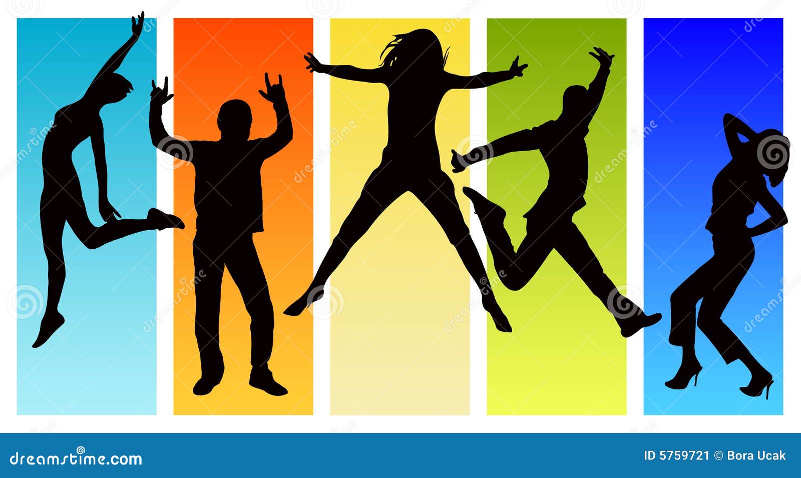 Dancing People. Happy Joy Persons Jumping Have Fun Dancehall Couple ...